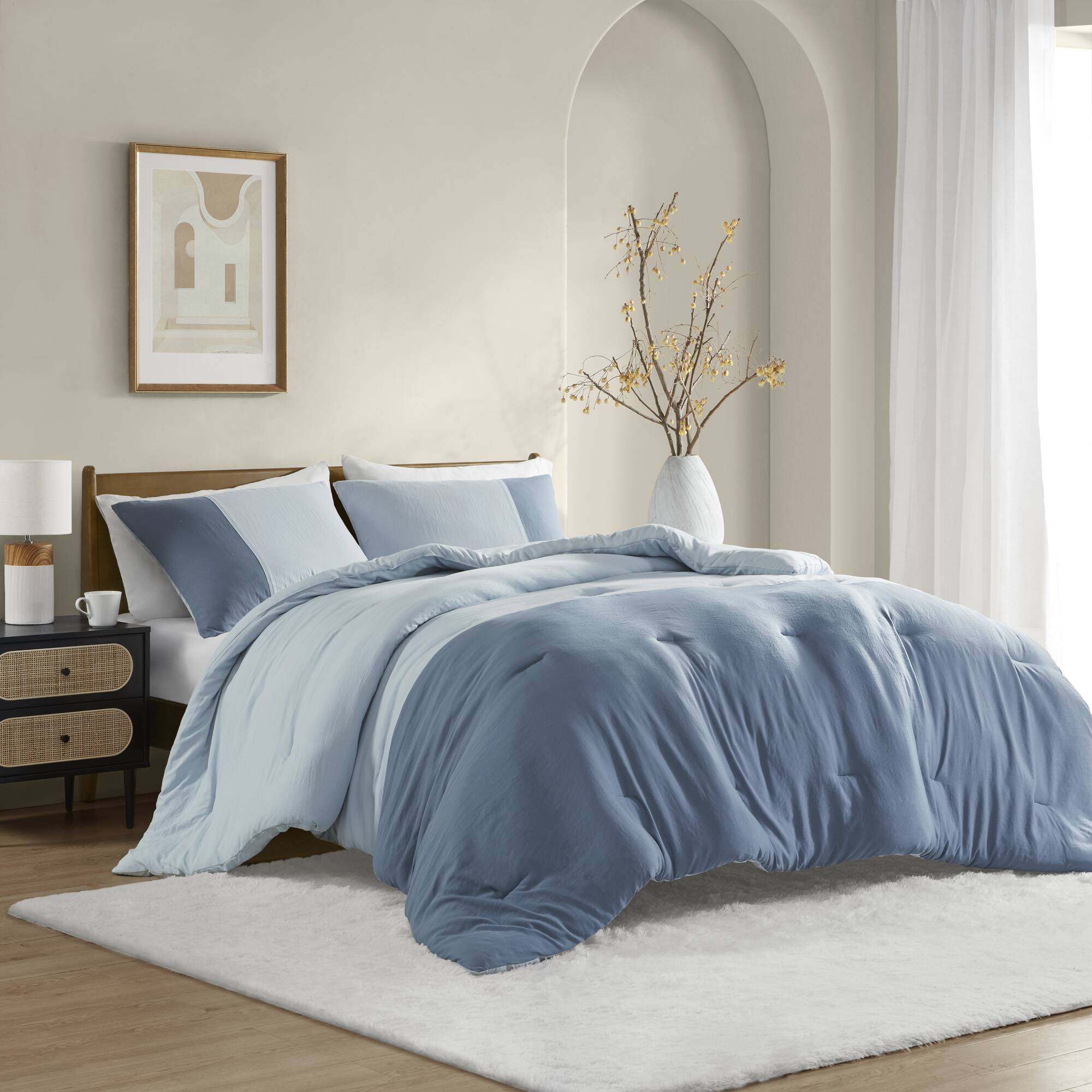 Regency Heights Full/Queen Soft Washed Color Block Comforter Set 3 ...