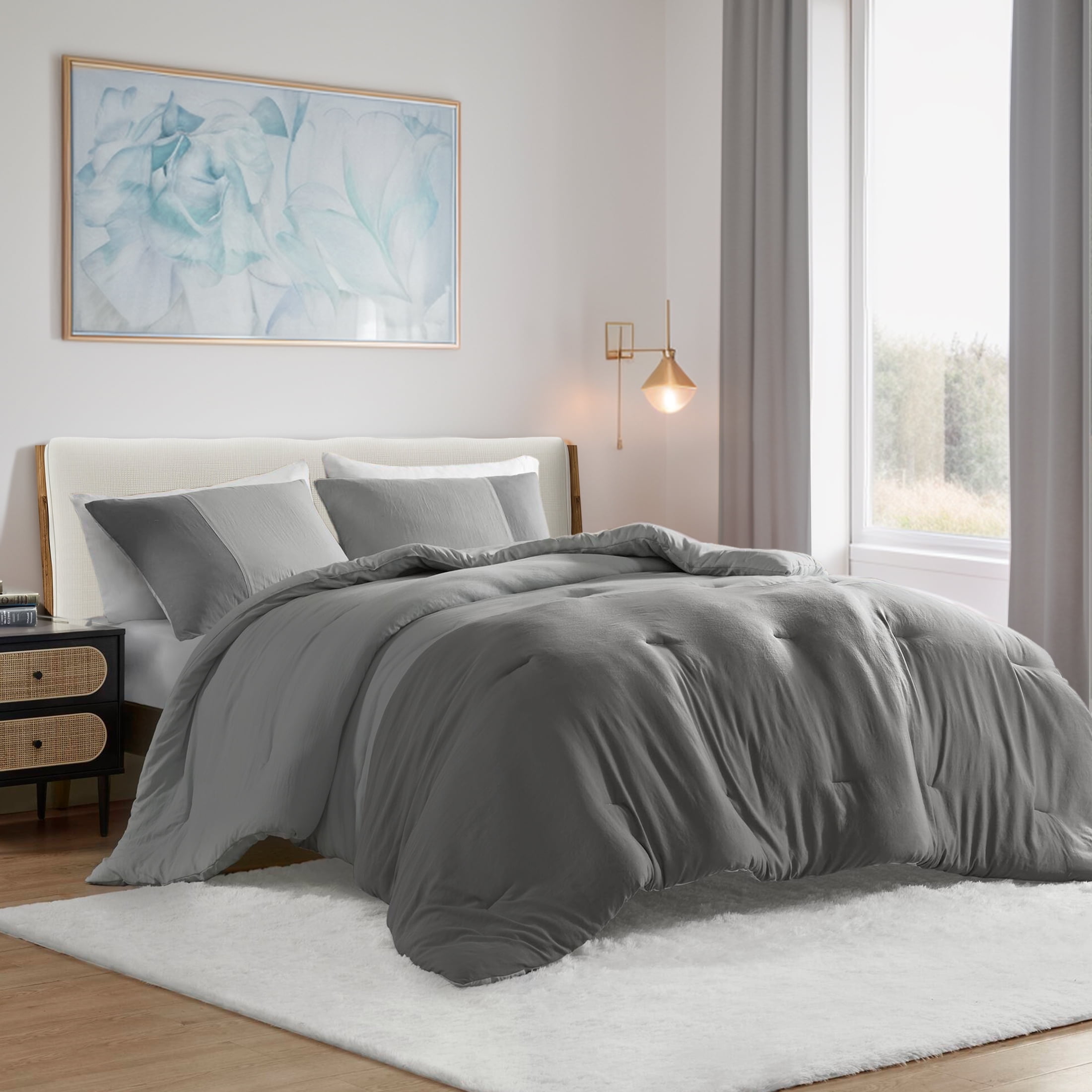 Regency Heights Full/Queen Soft Washed Color Block Comforter Set 3 ...