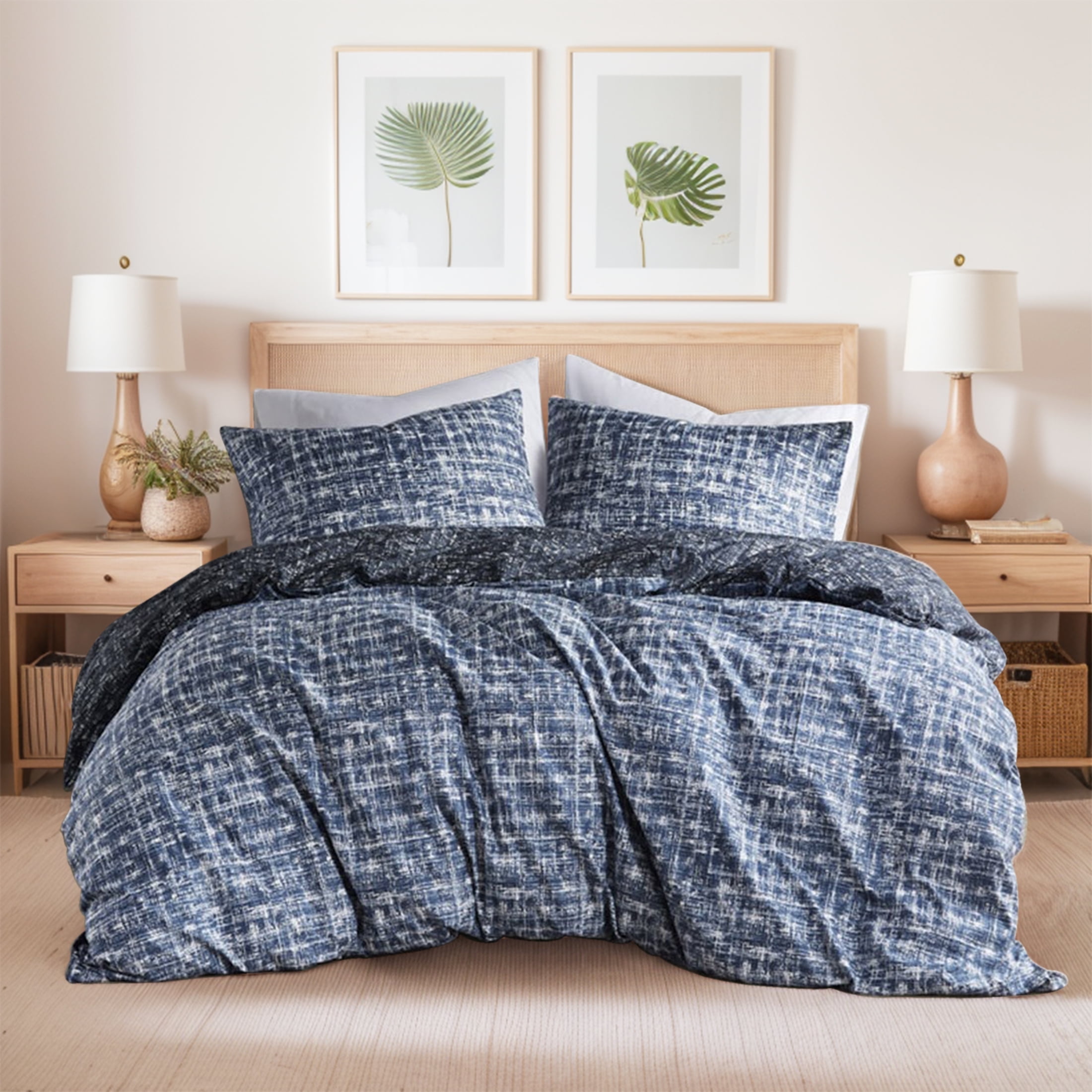 Regency Heights Full/Queen Textured Print Reversible Duvet Set 3-Piece ...