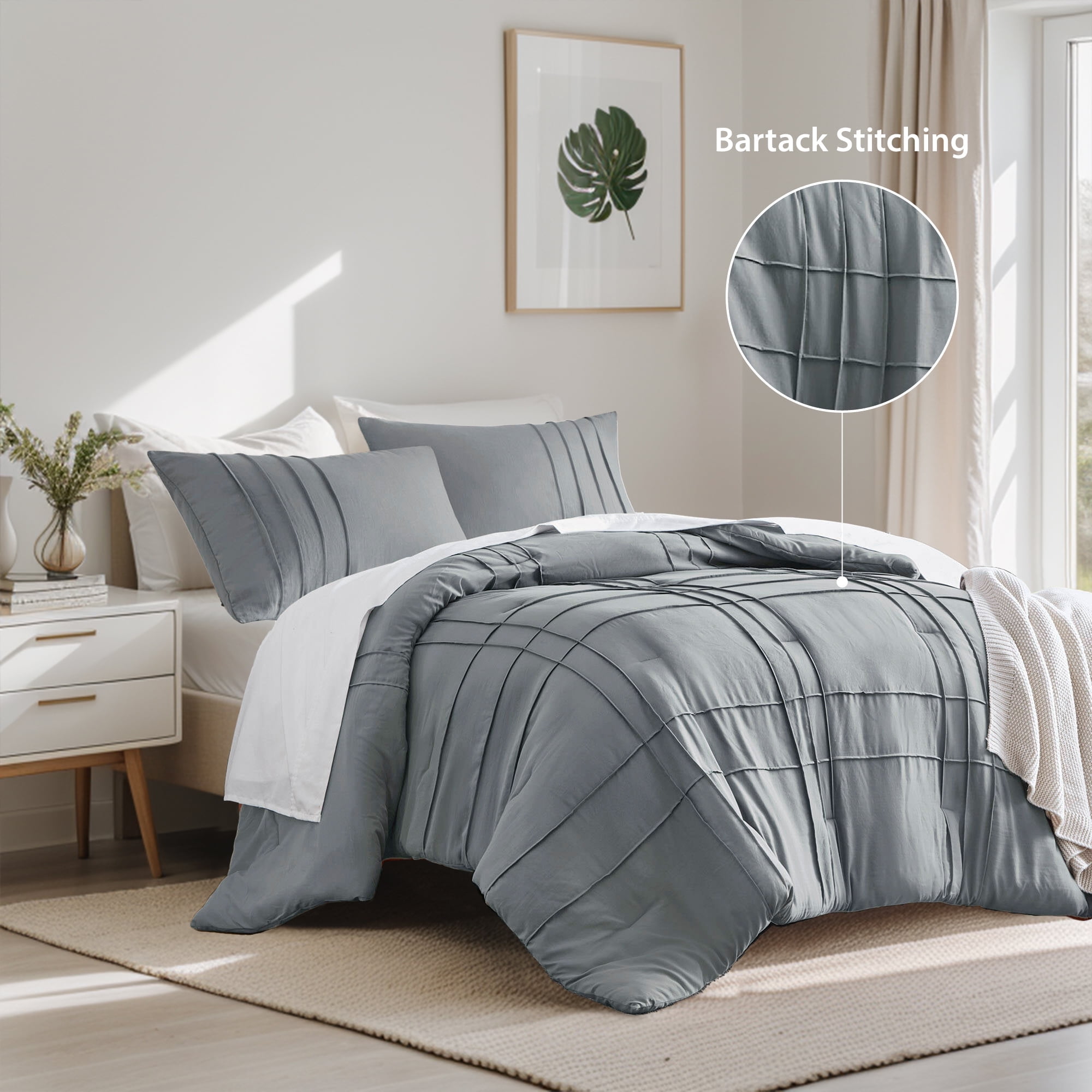 Regency Heights Full Comforter Set, Boho 3-Piece Pintuck Stitching ...