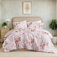 My Texas House Veronica 3-Piece Blue Floral Cotton Slub Comforter Set ...