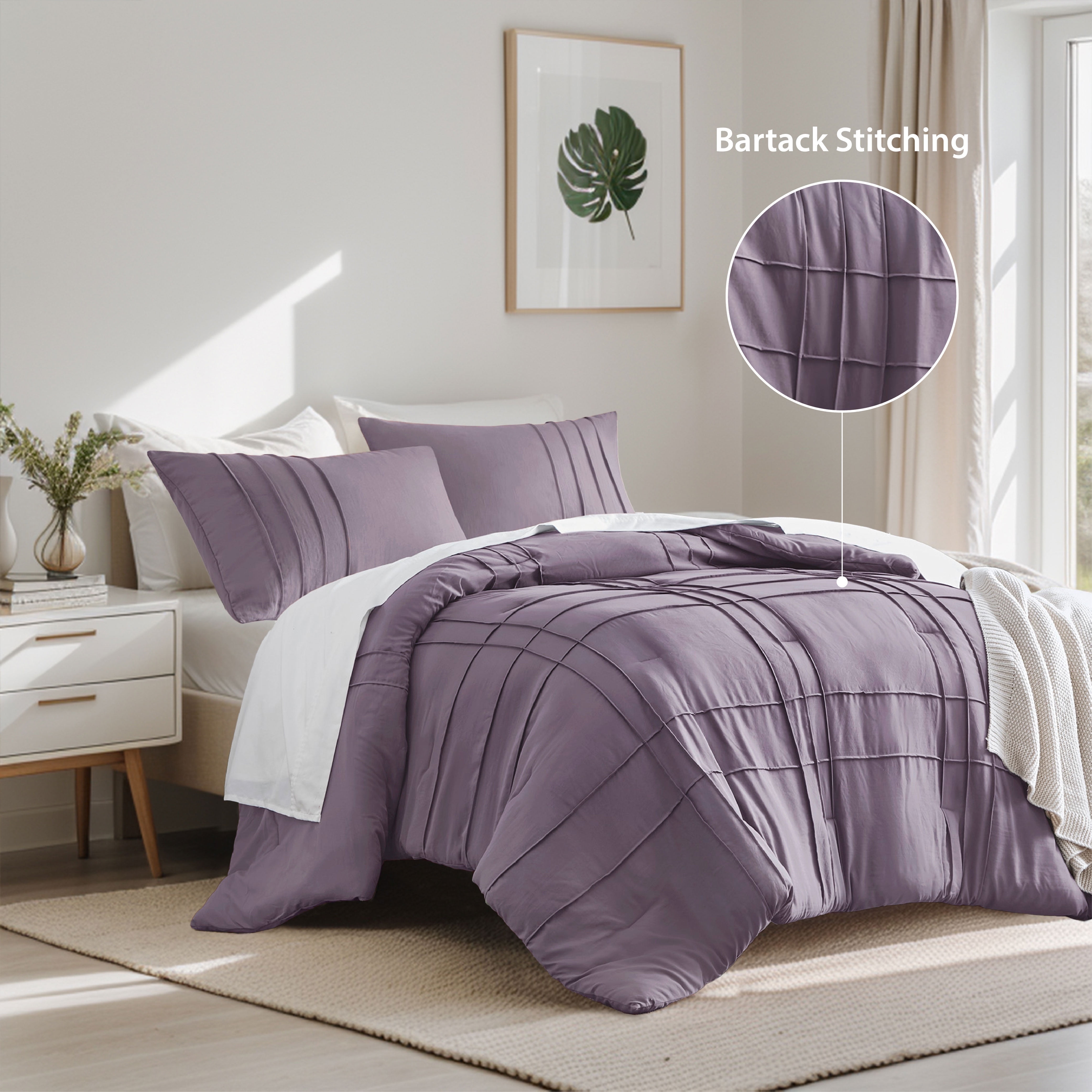 Regency Heights King Comforter Set, Boho 3-Piece Pintuck Stitching ...