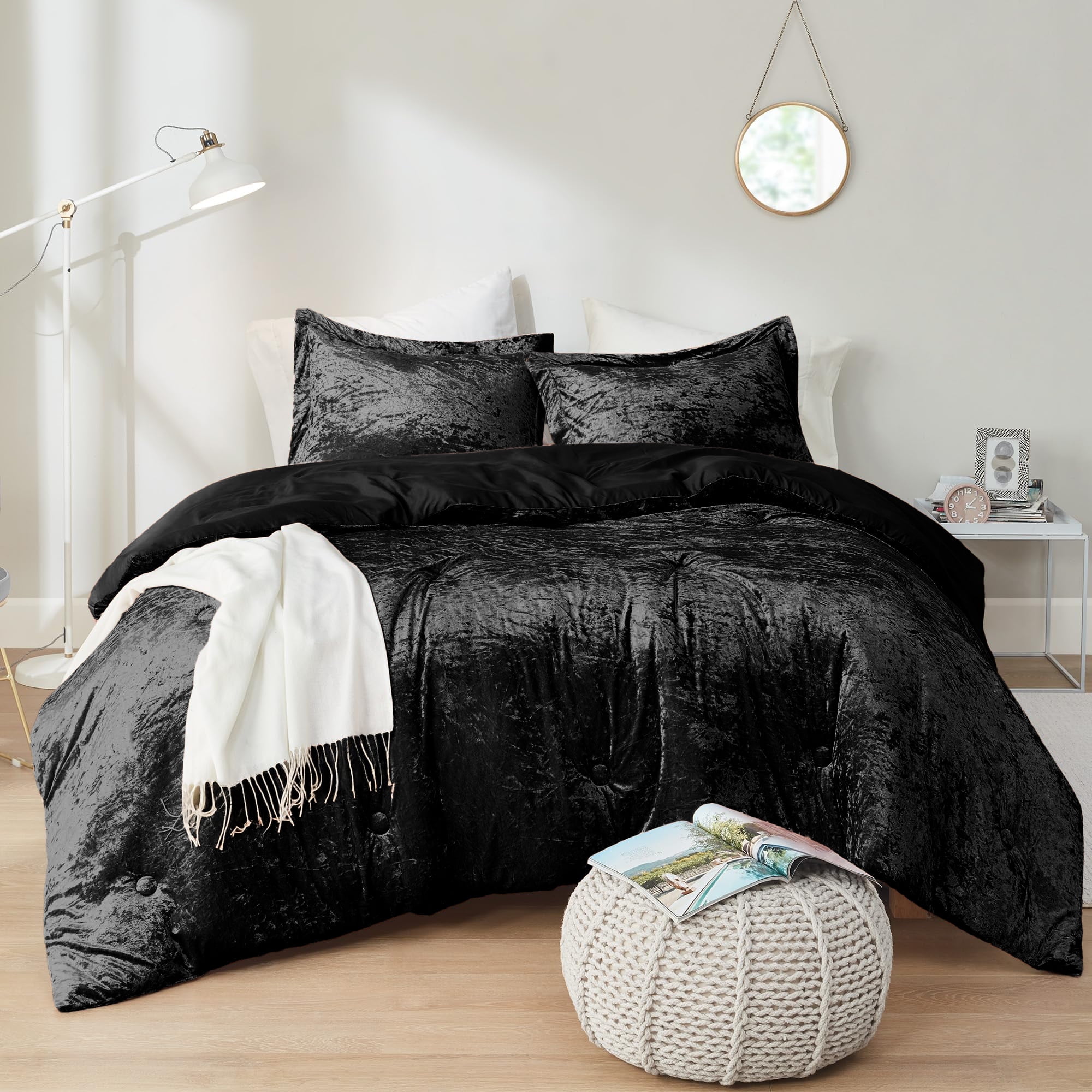 Regency Heights King Cozy Velvet Comforter Sets, Luxe 3-Piece All ...
