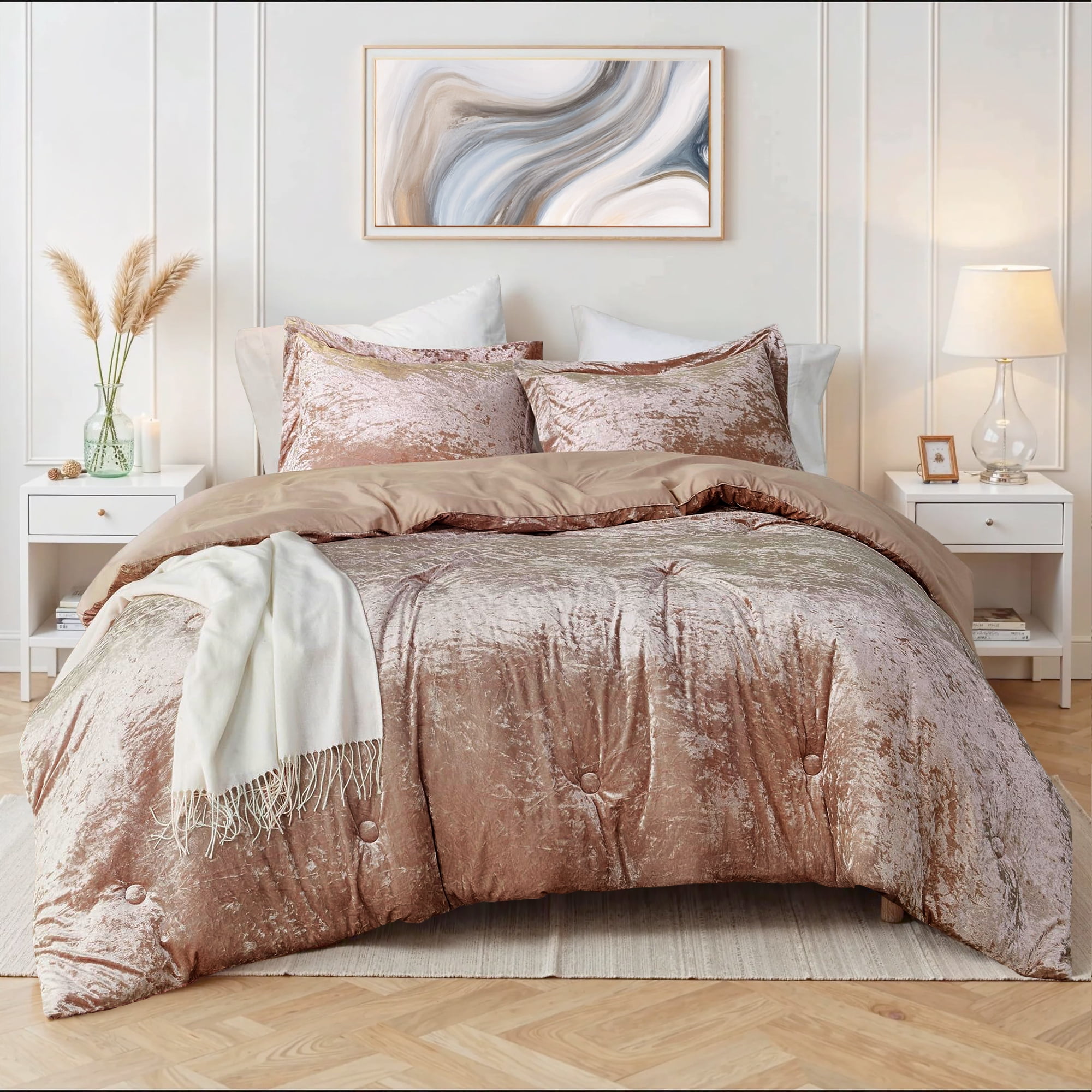 Regency Heights King Cozy Velvet Comforter Sets, Luxury 3-Piece All ...