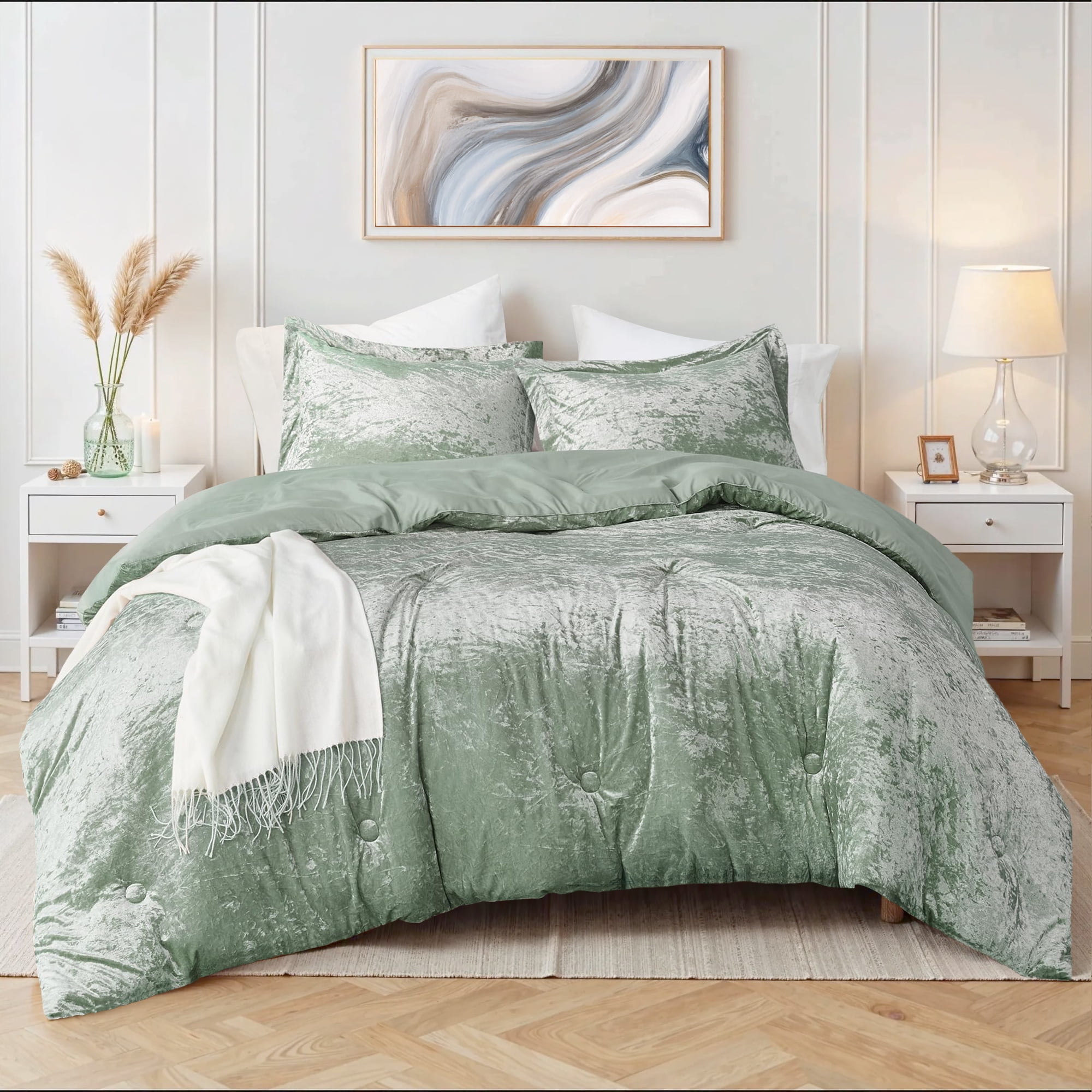 Regency Heights King Cozy Velvet Comforter Sets, Luxury 3-Piece All ...