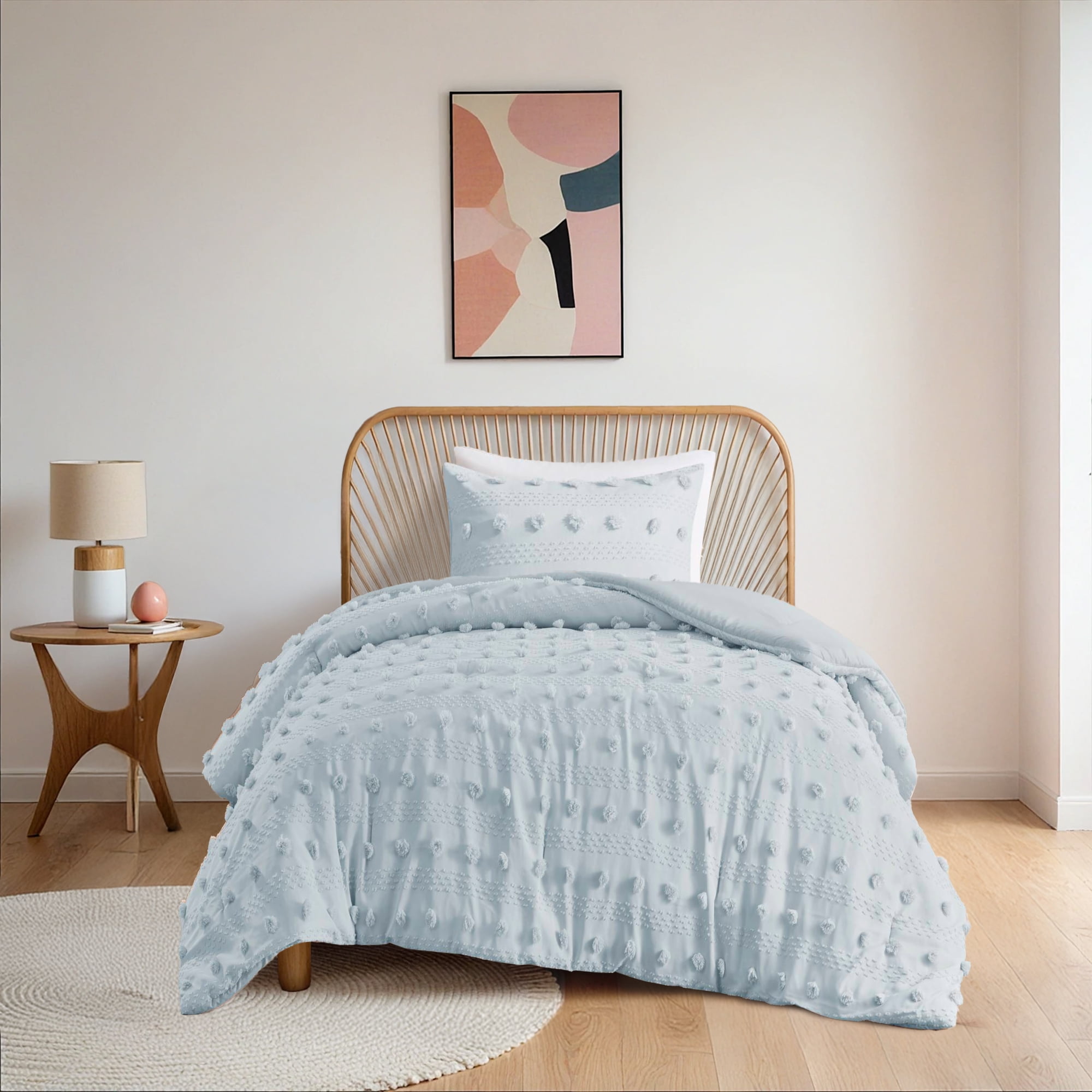 Regency Heights Comfort 2-Piece Comforter Set Clip Jacquard Pompom Bedding Set,Twin/Twin-XL,Blue ...