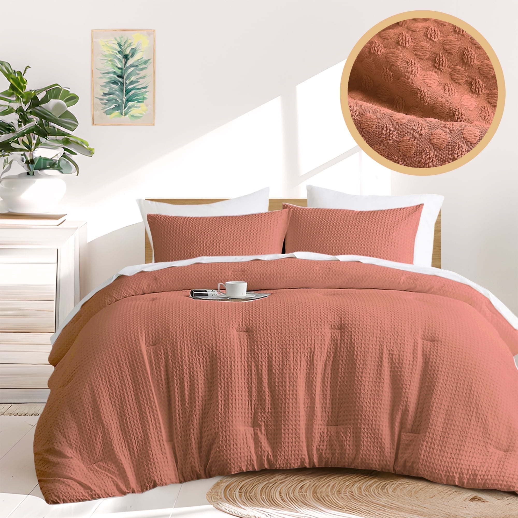 Regency Heights Textured Waffle Like Comforter Sets Full/Queen, 3 Piece ...