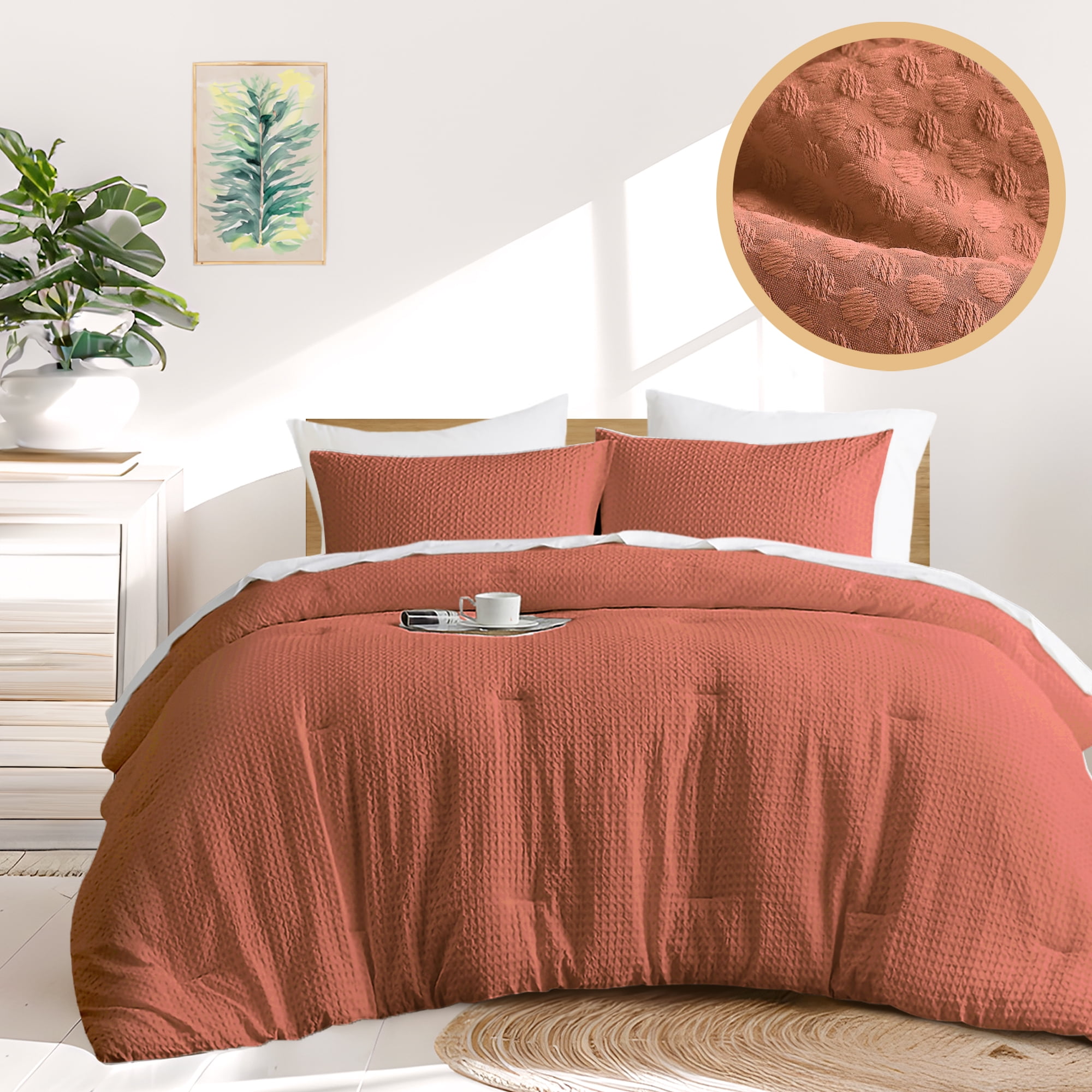 Regency Heights King/Cal-King Comforter Set, 3-Piece Waffle Design ...