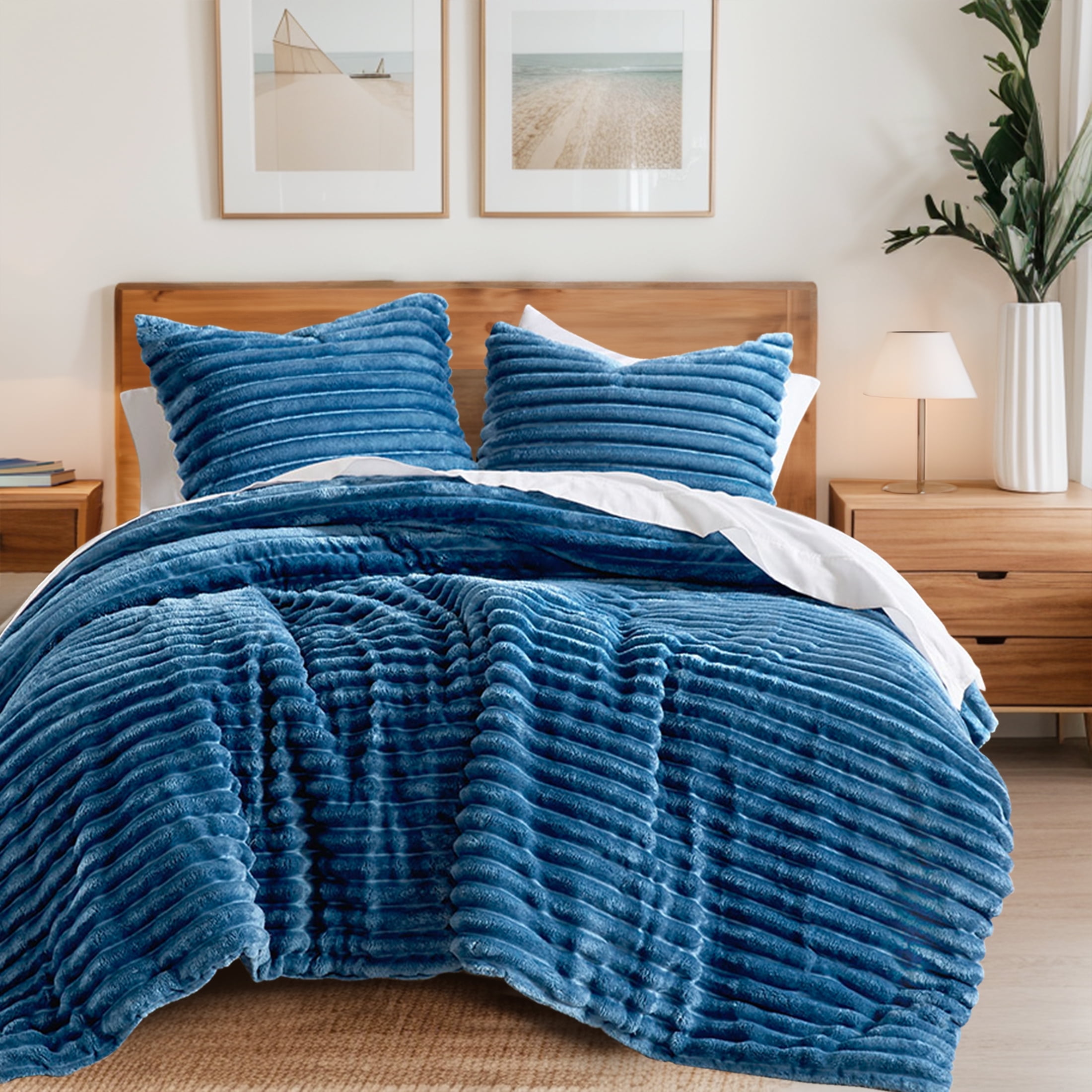Regency Heights Twin/Twin XL Fluffy Ribbed Plush Comforter Set 2-Piece ...