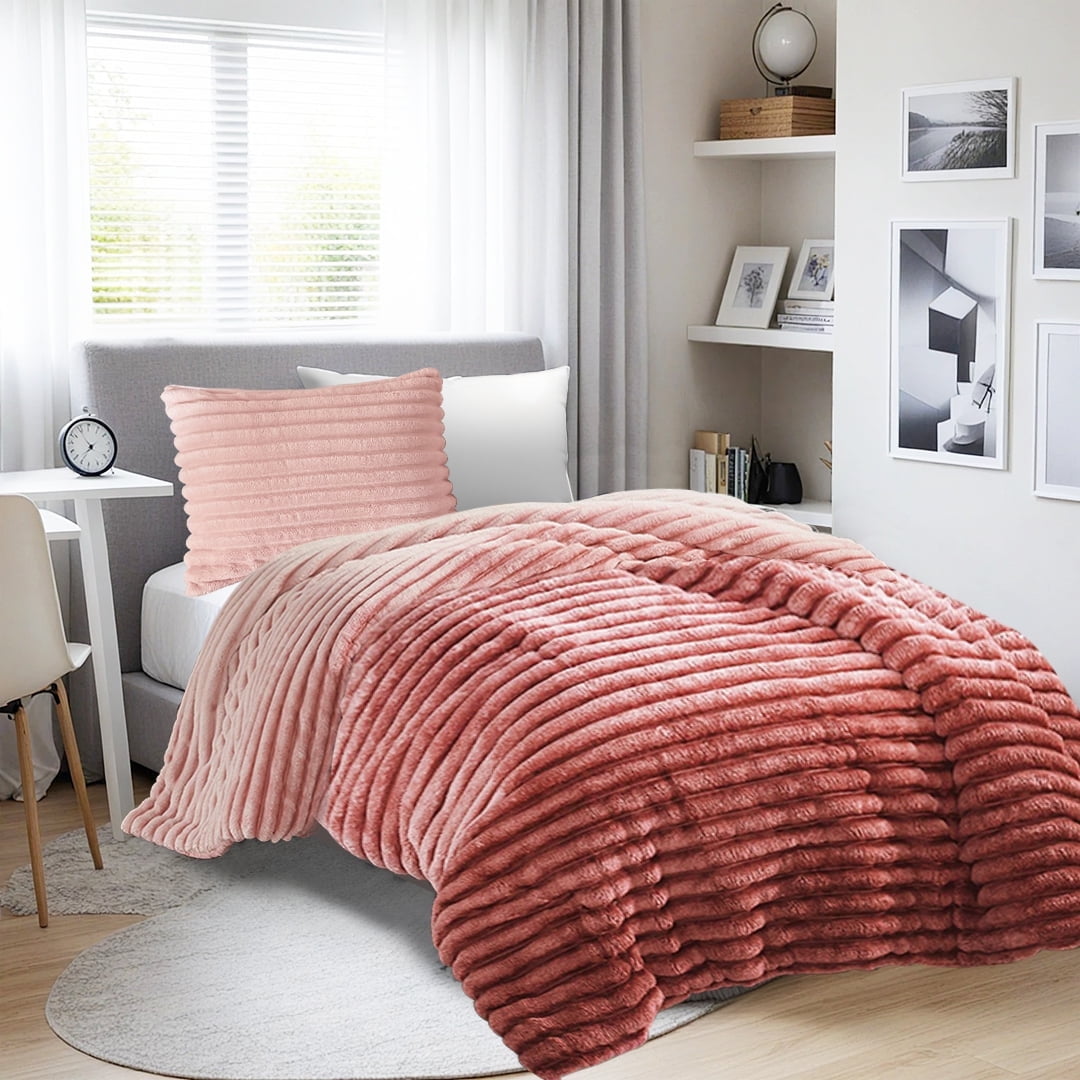 Regency Heights Twin XL Ribbed Plush Comforter Set, 2-Piece, Blush ...