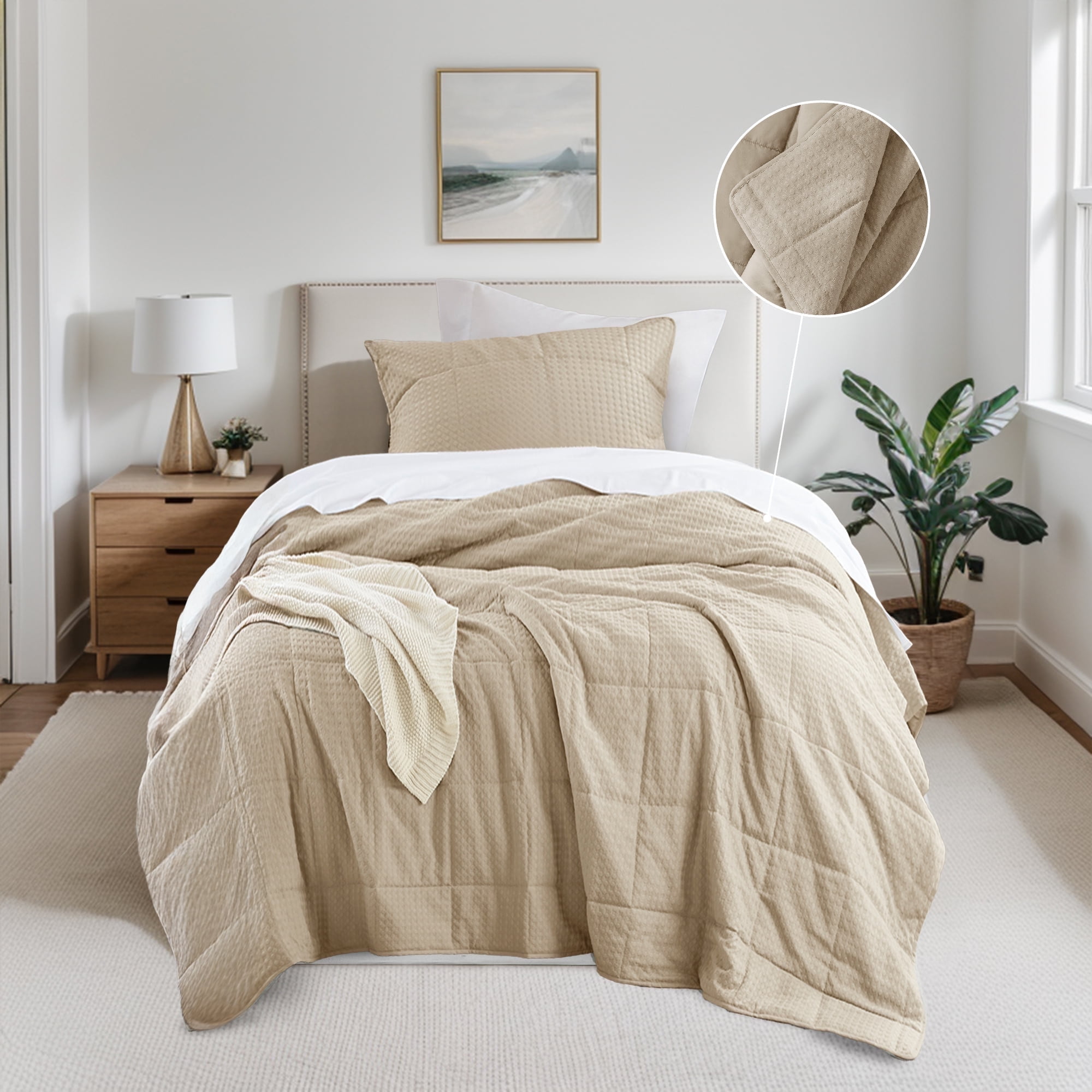 Regency Heights Twin/Twin XL Quilt Bedding Set, Waffle Weave Textured Twin Bedding Set, 2-Piece ...