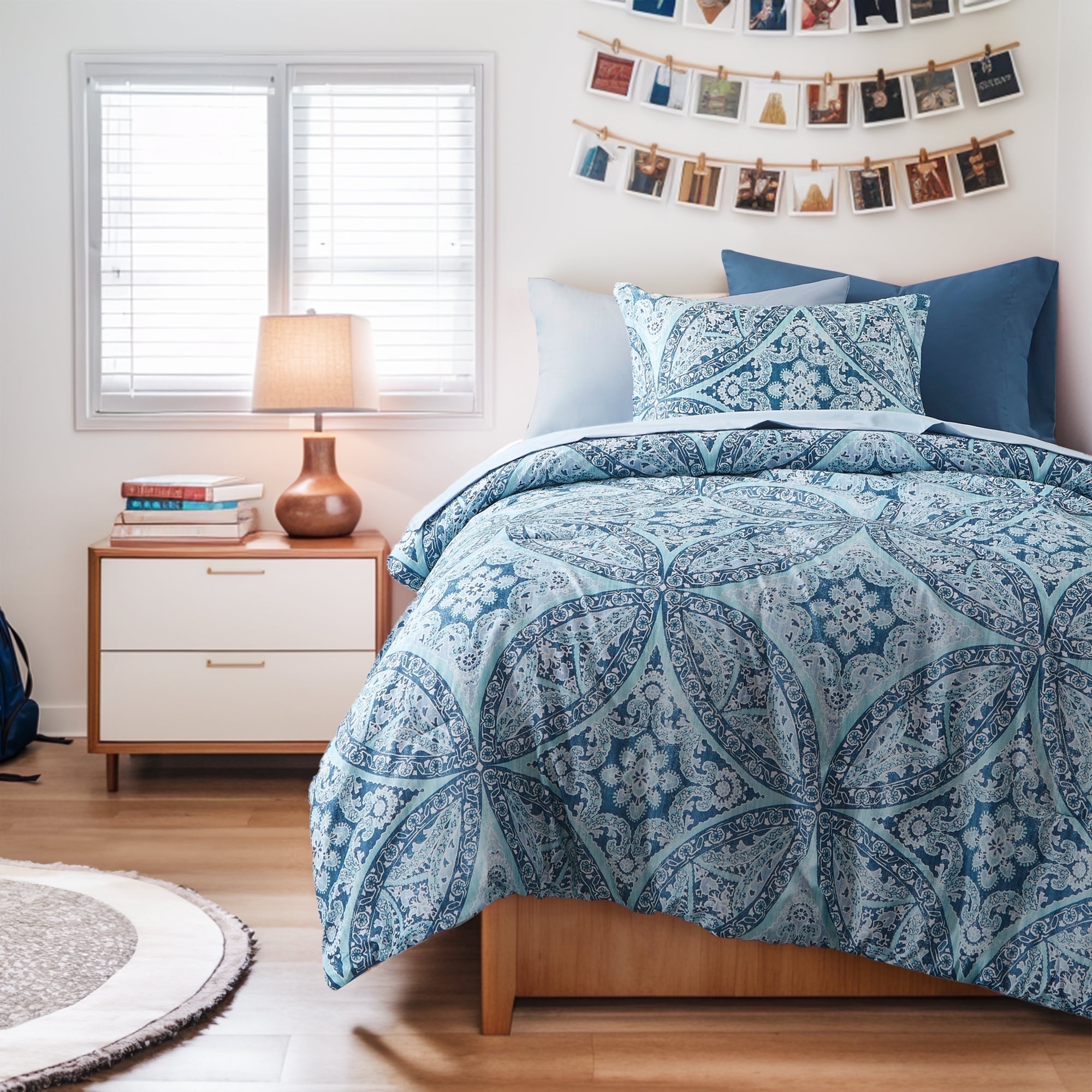 Regency Heights Twin XL Comforter Set, 6-Piece Bed in a Bag, Aqua Medallion Design - Walmart.com