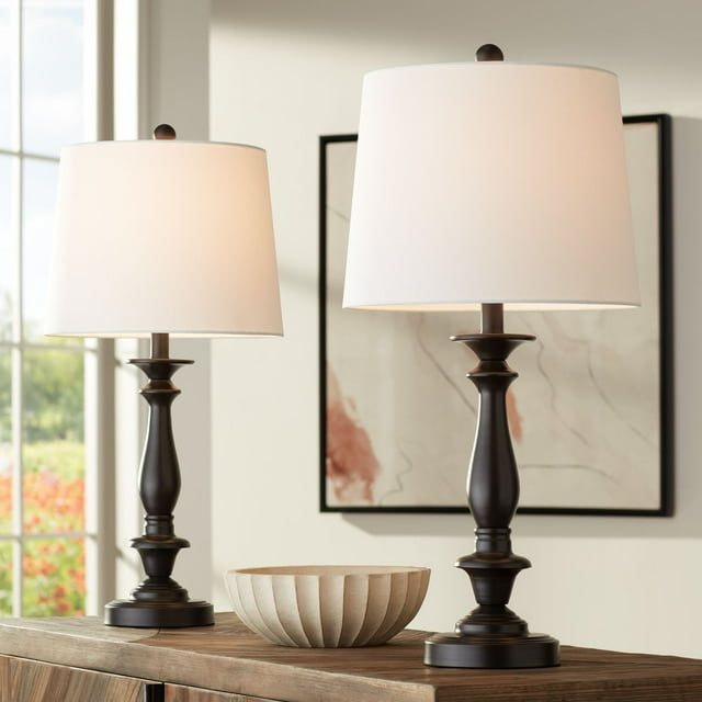 "Regency Hill Set of 2 Traditional Table Lamps, 26"" High, Dark Bronze ...