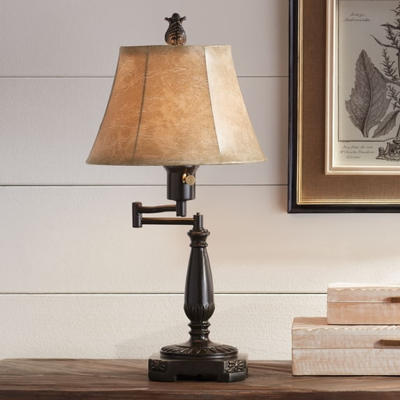 "Regency Hill Traditional Swing Arm Desk Lamp 22.5"" High Bronze Metal ...