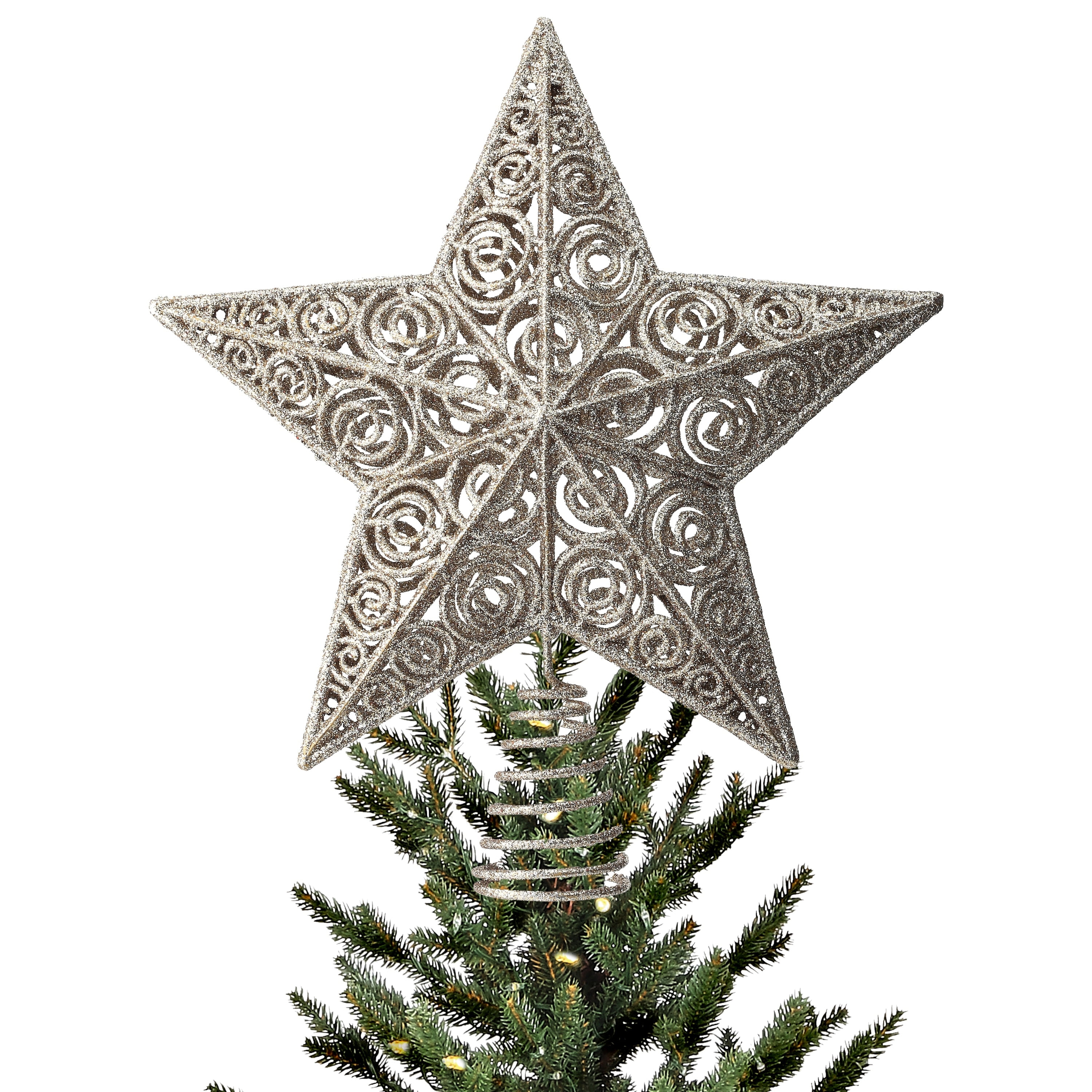Regency International 12" Glitter 3D Star Tree Topper, Champagne Gold ...