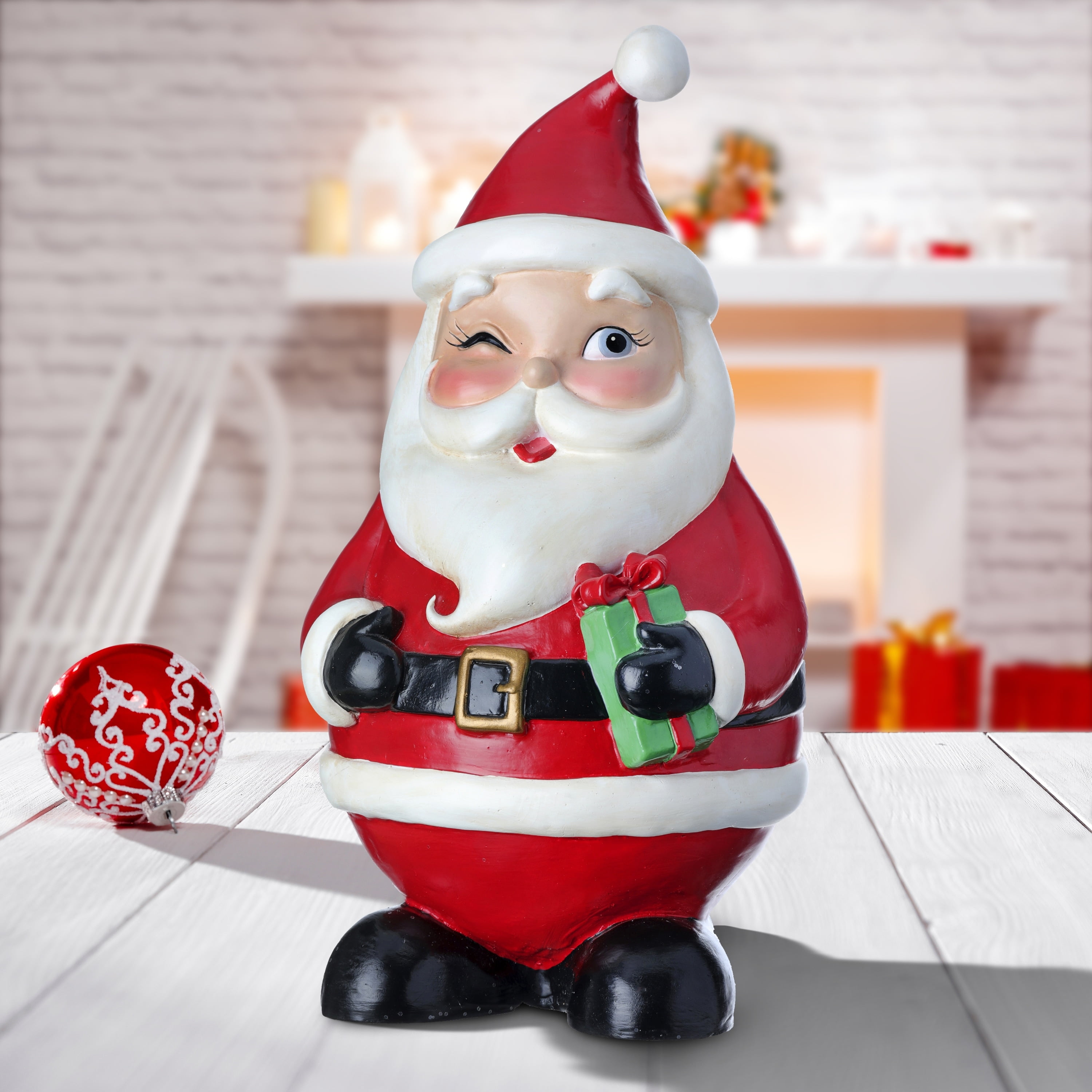 Regency International 12" Resin Standing Winking Jolly Santa - Walmart.com