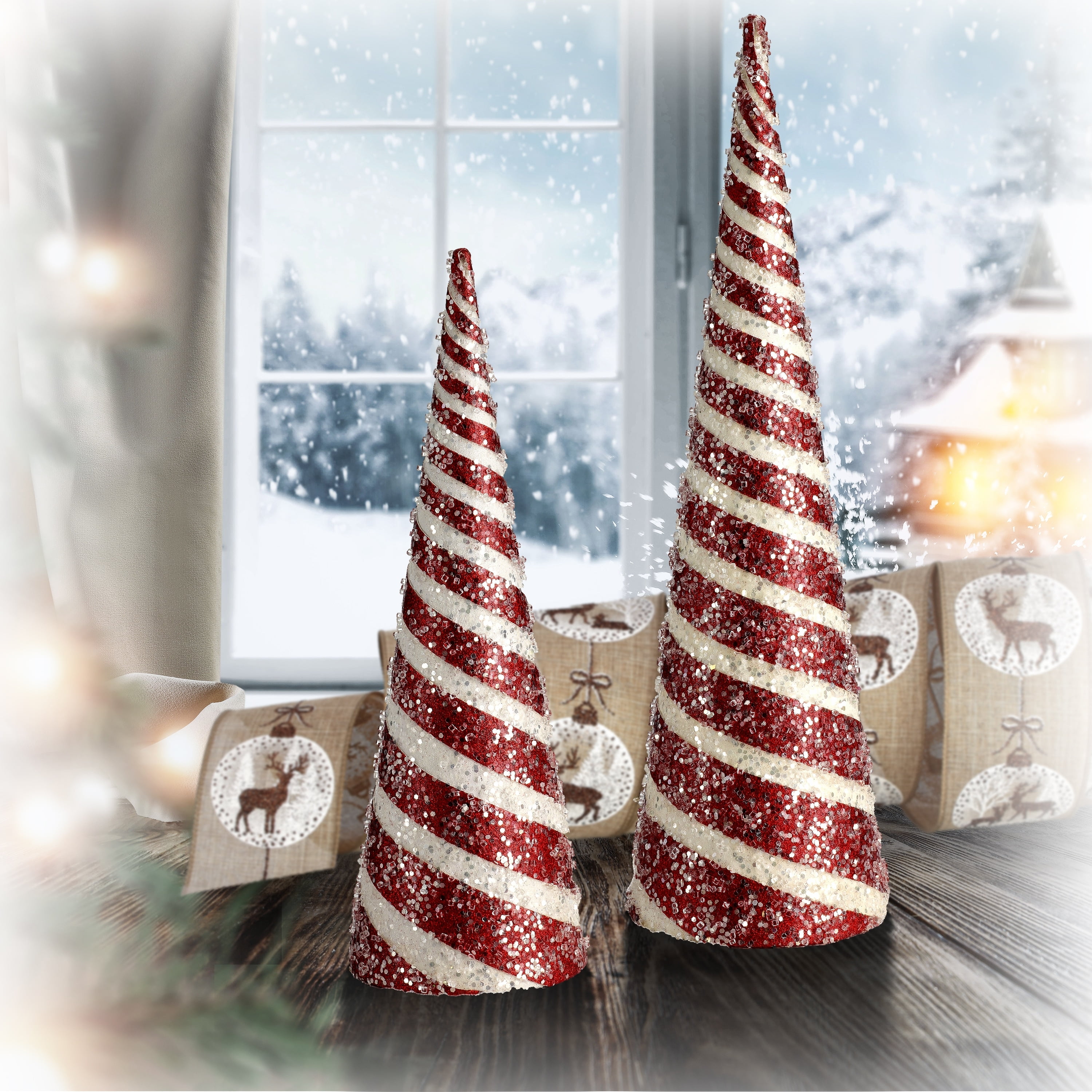Regency International 16-20" Candy Stripe Cone Set of 2, Red White ...