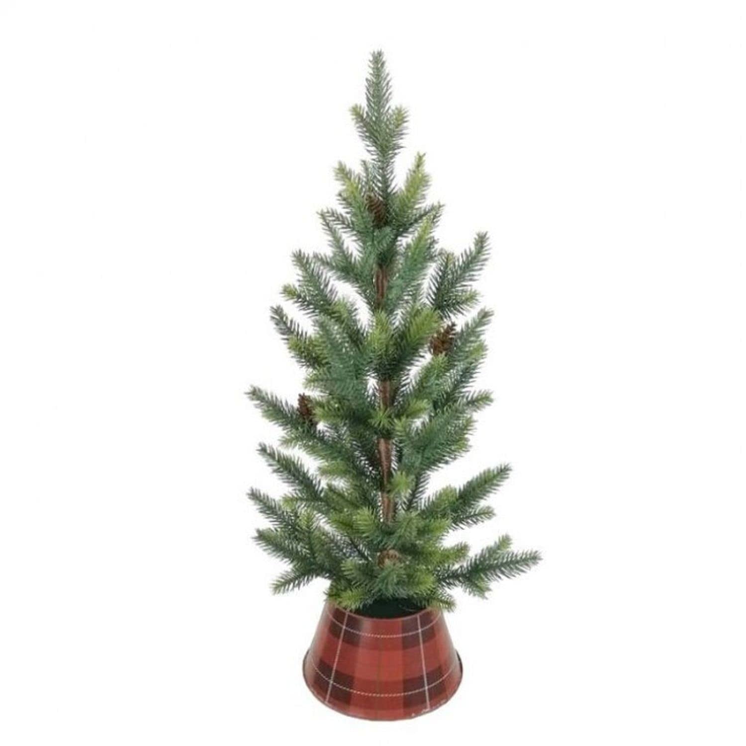 Regency International 24" Potted Pine Tree in Metal Plaid Pot - Walmart.com