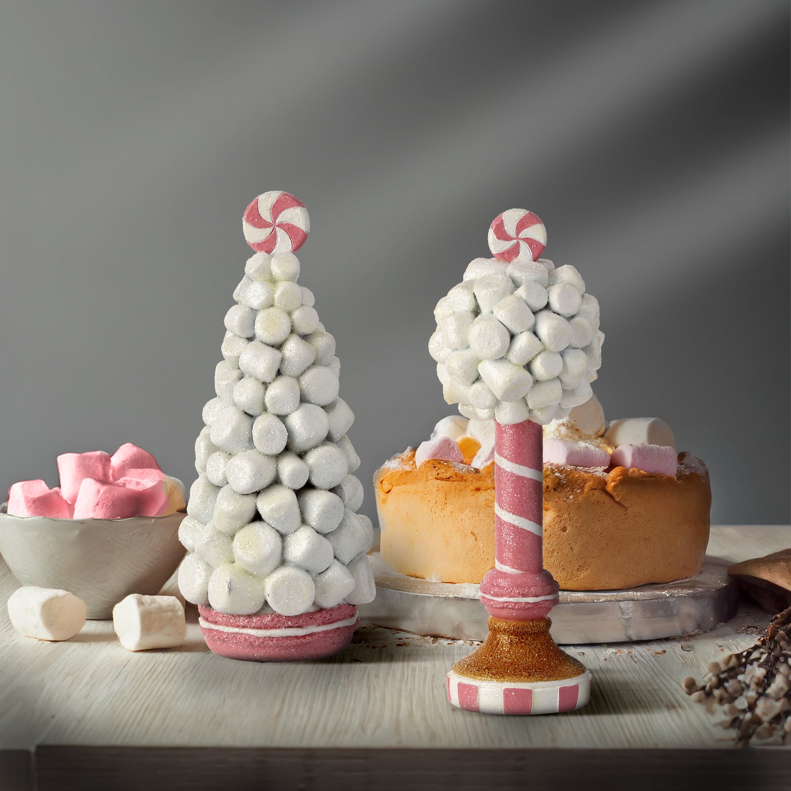 Regency International 8.5" Resin Marshmallow Tree/Topiary Set of 2 ...