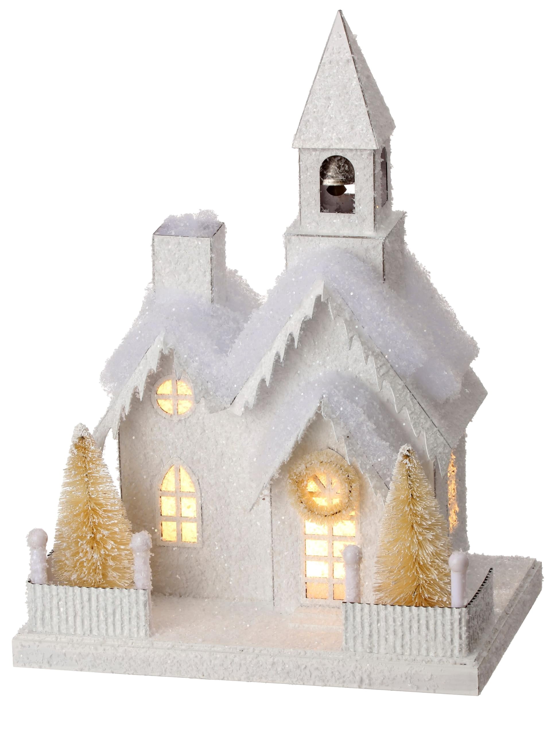 Regency International LED Battery/Timer Cardboard Snowy Church 12-inch ...