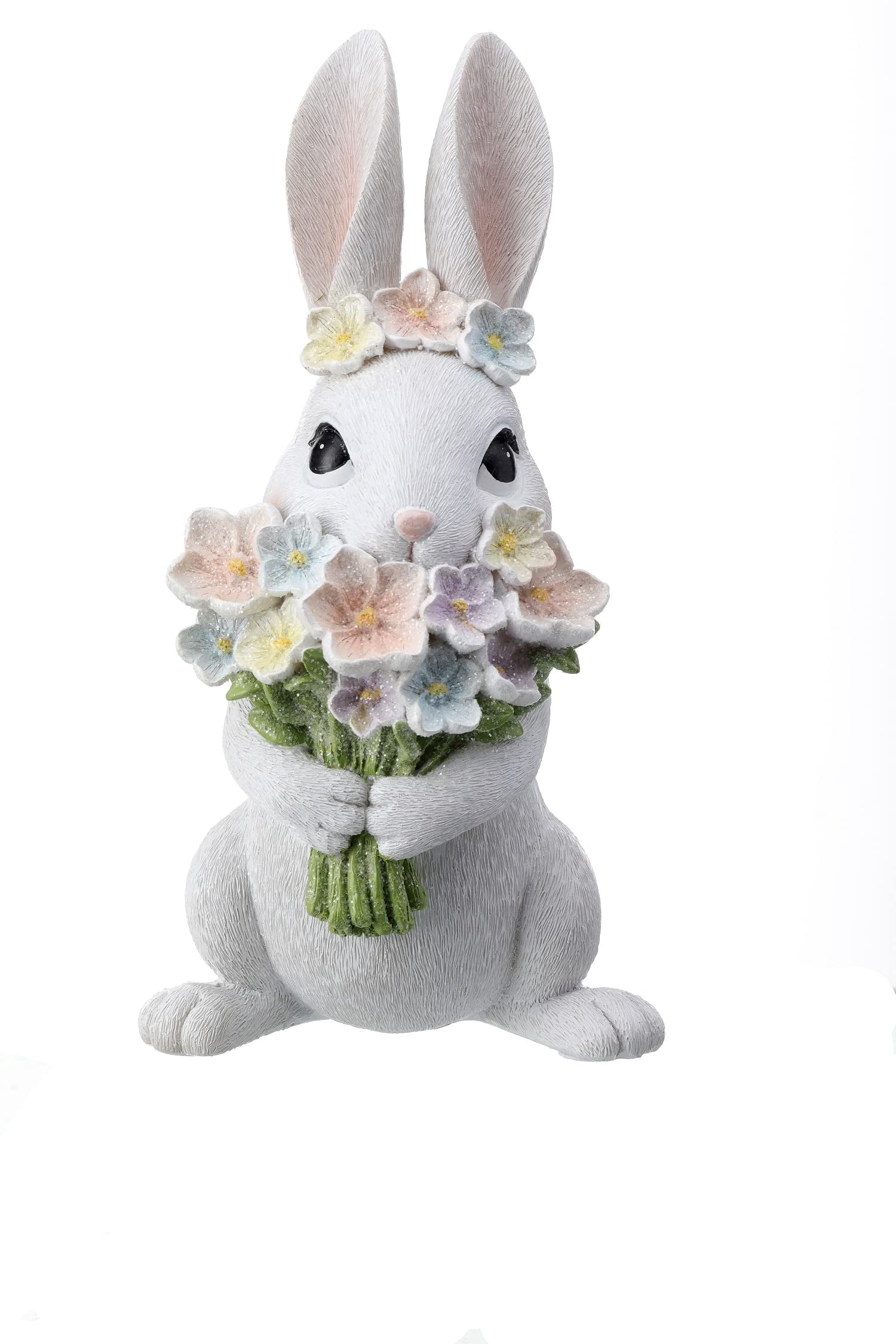 Regency International Resin Easter Bunny Holding Flowers Figurine, 9 ...