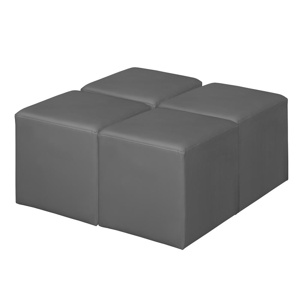 Regency Jean Square Vinyl Ottoman (Set of 4)- Grey - Walmart.com