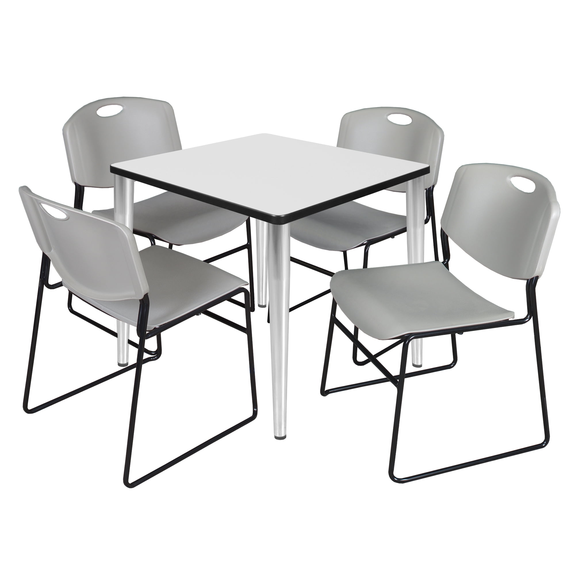 Regency Kahlo 30 in. Square Breakroom Table- White Top, Chrome Base & 4 ...