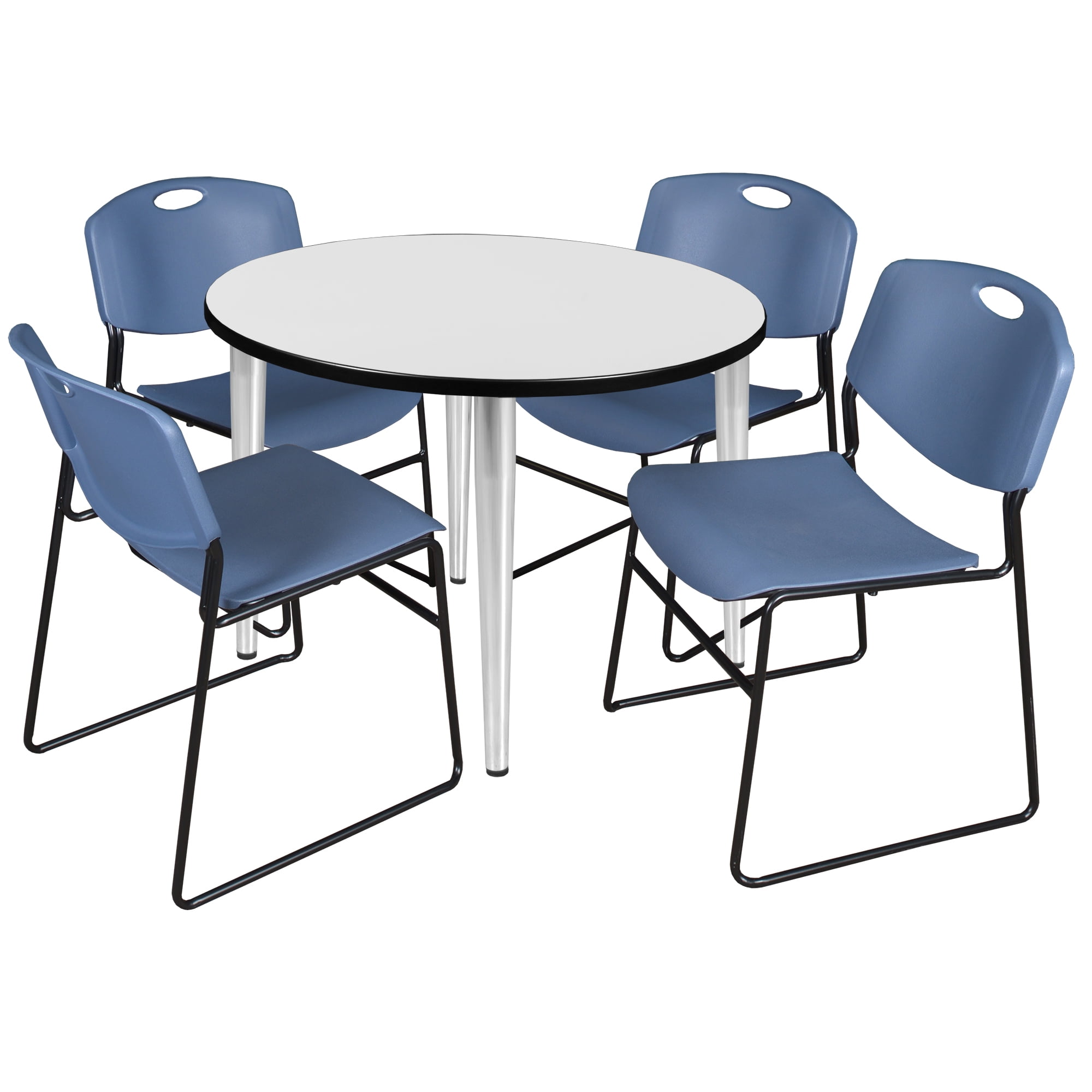 Regency Kahlo 36 in. Round Breakroom Table- White Top, Chrome Base & 4 ...
