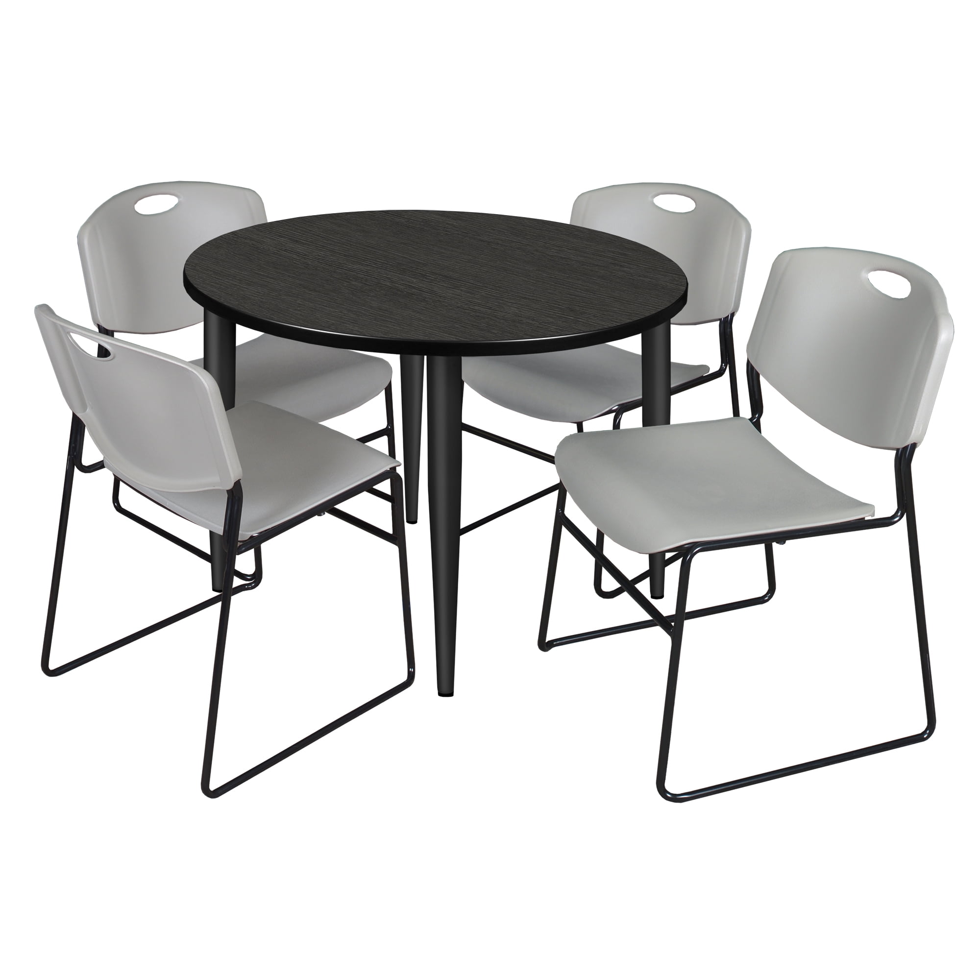 Regency Kahlo 42 in. Round Breakroom Table- Ash Grey Top, Black Base ...