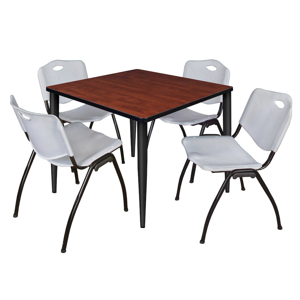 Regency 42 in. Square Breakroom Table- Cherry Top, Black Base & 4 M ...