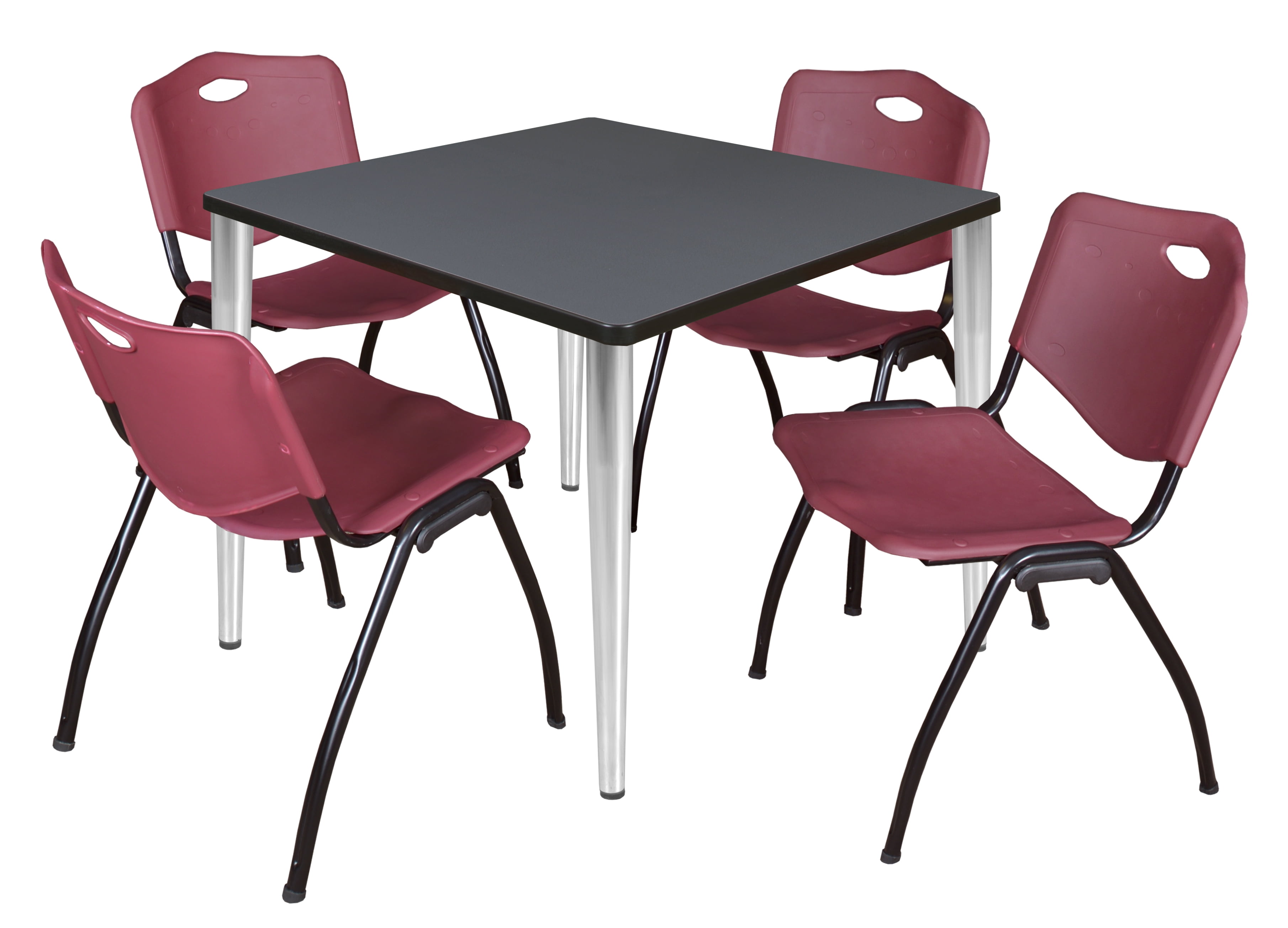 Regency Kahlo 42 in. Square Breakroom Table- Grey Top, Chrome Base & 4 ...