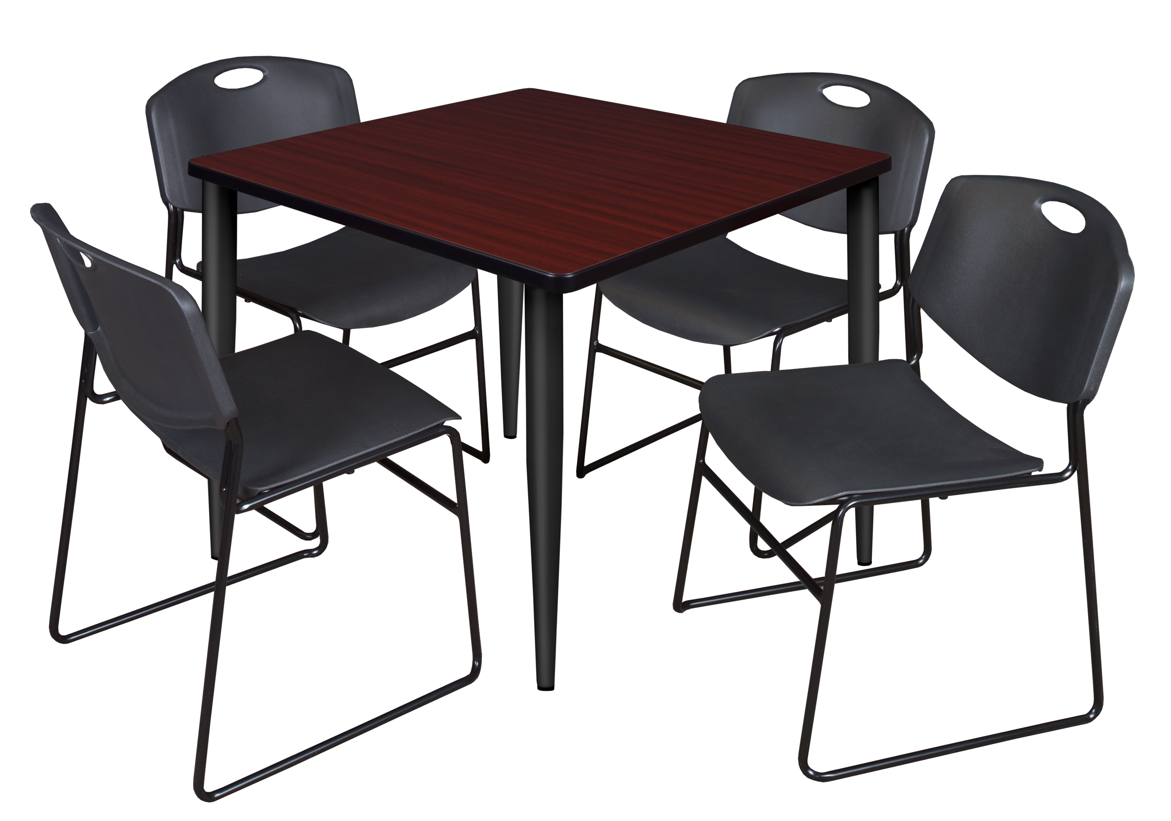 Regency Kahlo 42 in. Square Breakroom Table- Mahogany Top, Black Base ...
