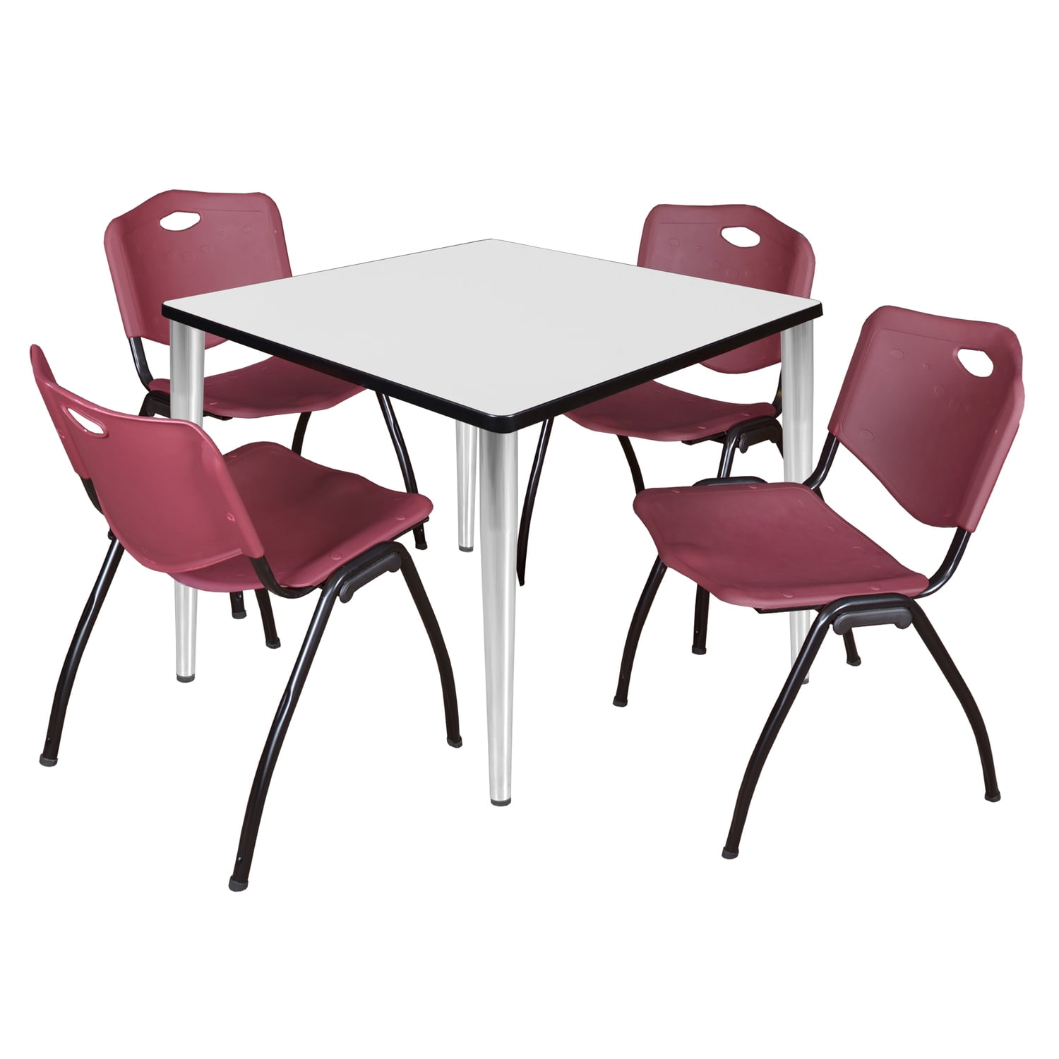 Regency Kahlo 42 in. Square Breakroom Table- White Top, Chrome Base & 4 ...