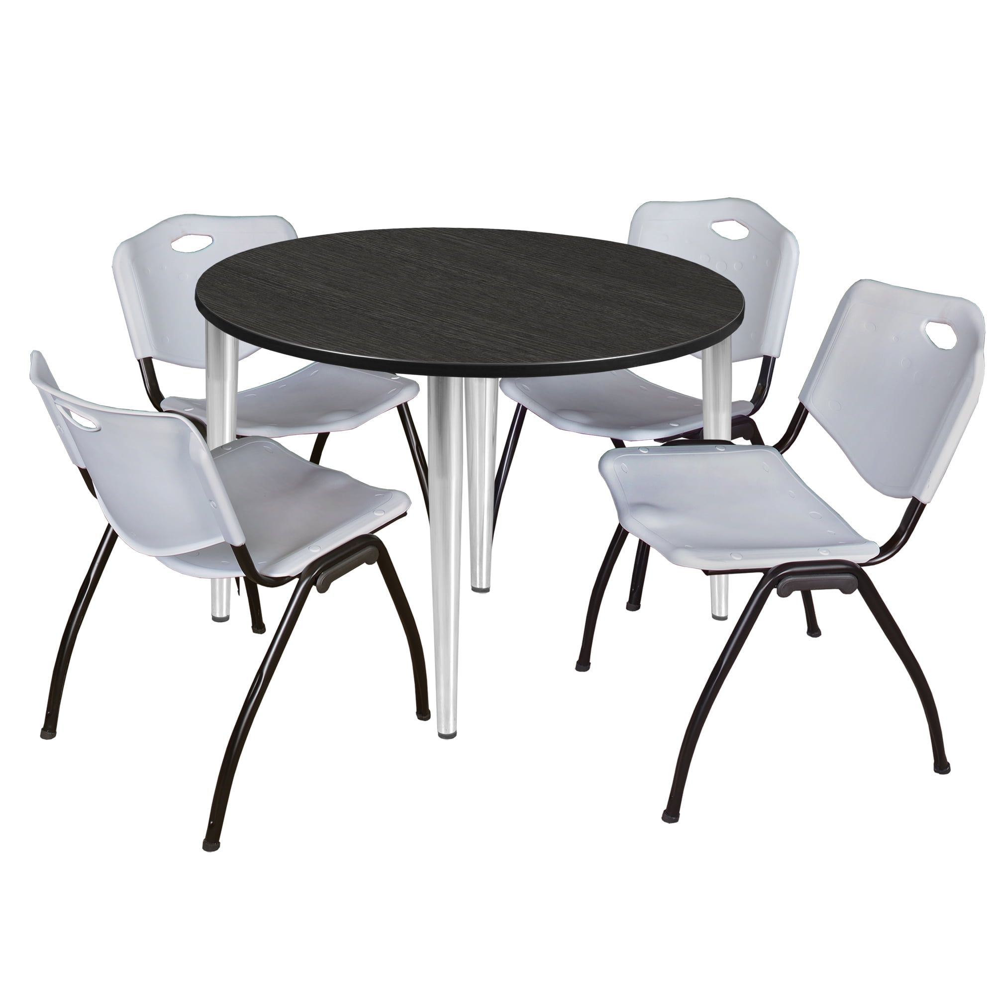 Regency Kahlo 48 in. Round Breakroom Table- Ash Grey Top, Chrome Base ...