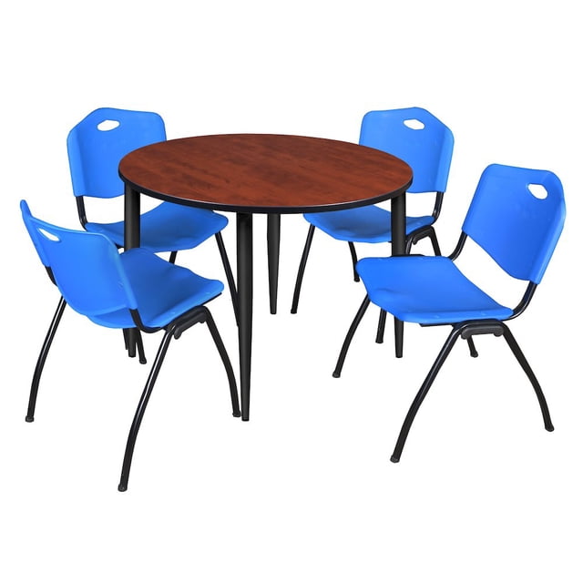 Regency 48 in. Round Breakroom Table- Cherry Top, Black Base & 4 M ...