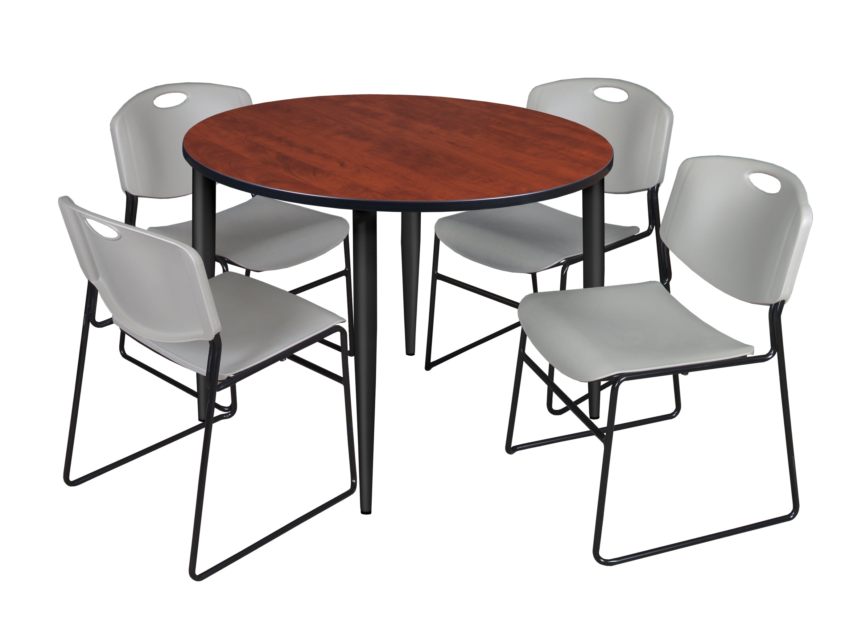 Regency Kahlo 48 in. Round Breakroom Table- Cherry Top, Black Base & 4 ...