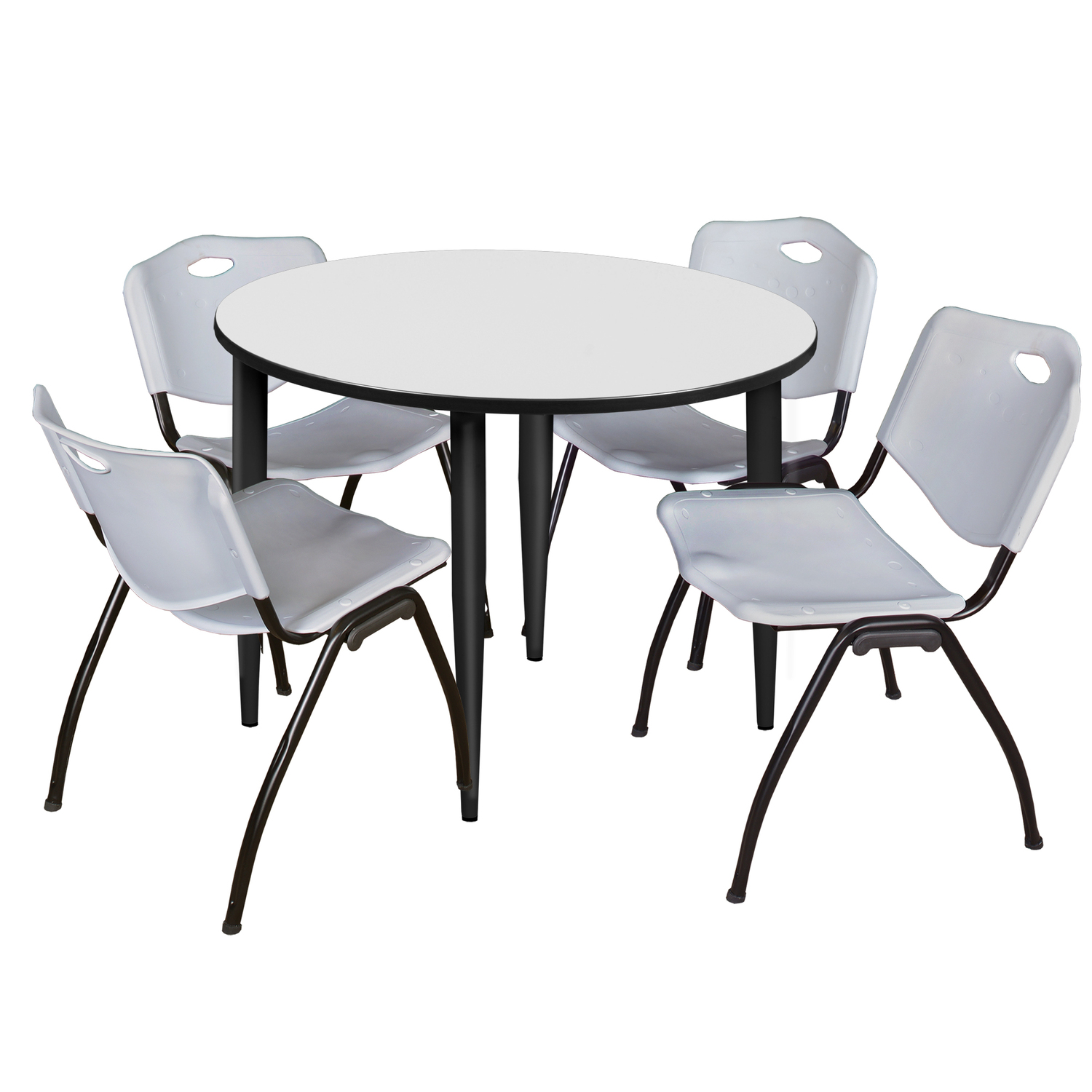 Regency Kahlo 48 in. Round Breakroom Table- White, Black Base & 4 M ...