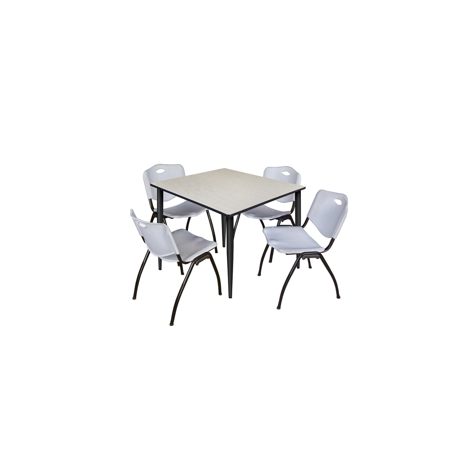 Kahlo 48" Square Breakroom Table- Maple Top- Black Base & 4 Stack ...