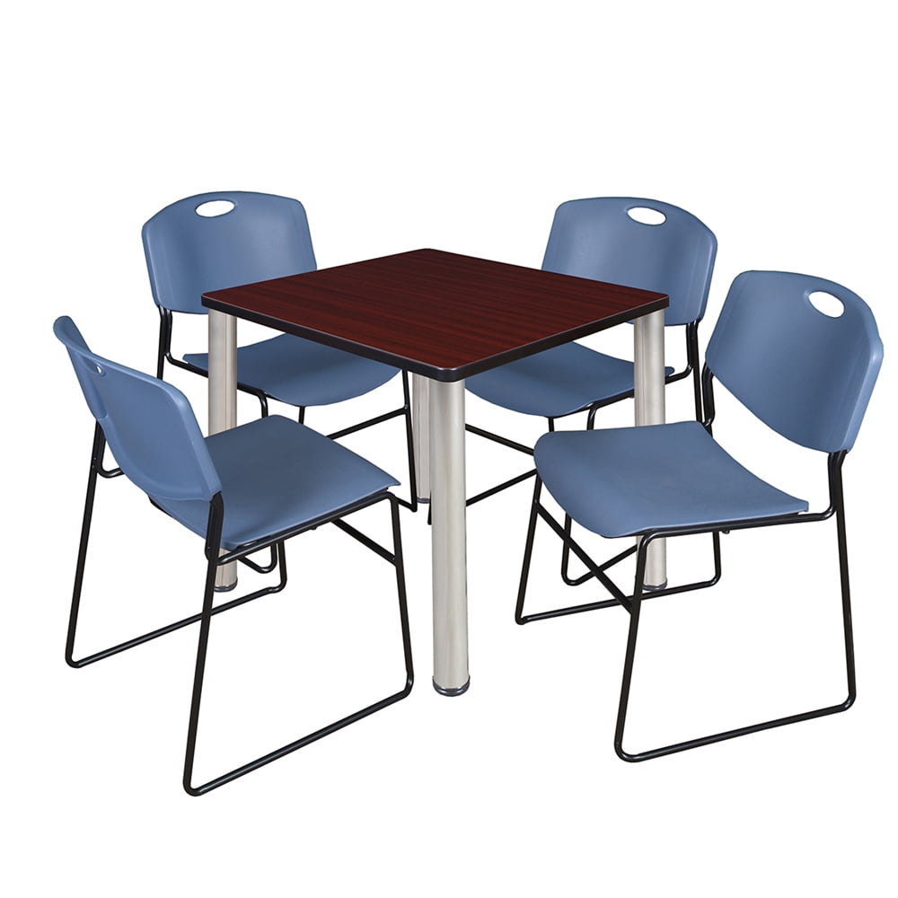 Regency Kee 30" Square Breakroom Table- Mahogany/ Chrome & 4 Zeng Stack ...