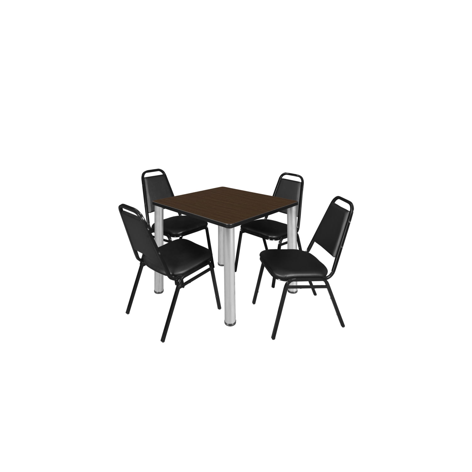 Regency Kee 30" Square Breakroom Table- Neo Walnut/ Chrome & 4 ...