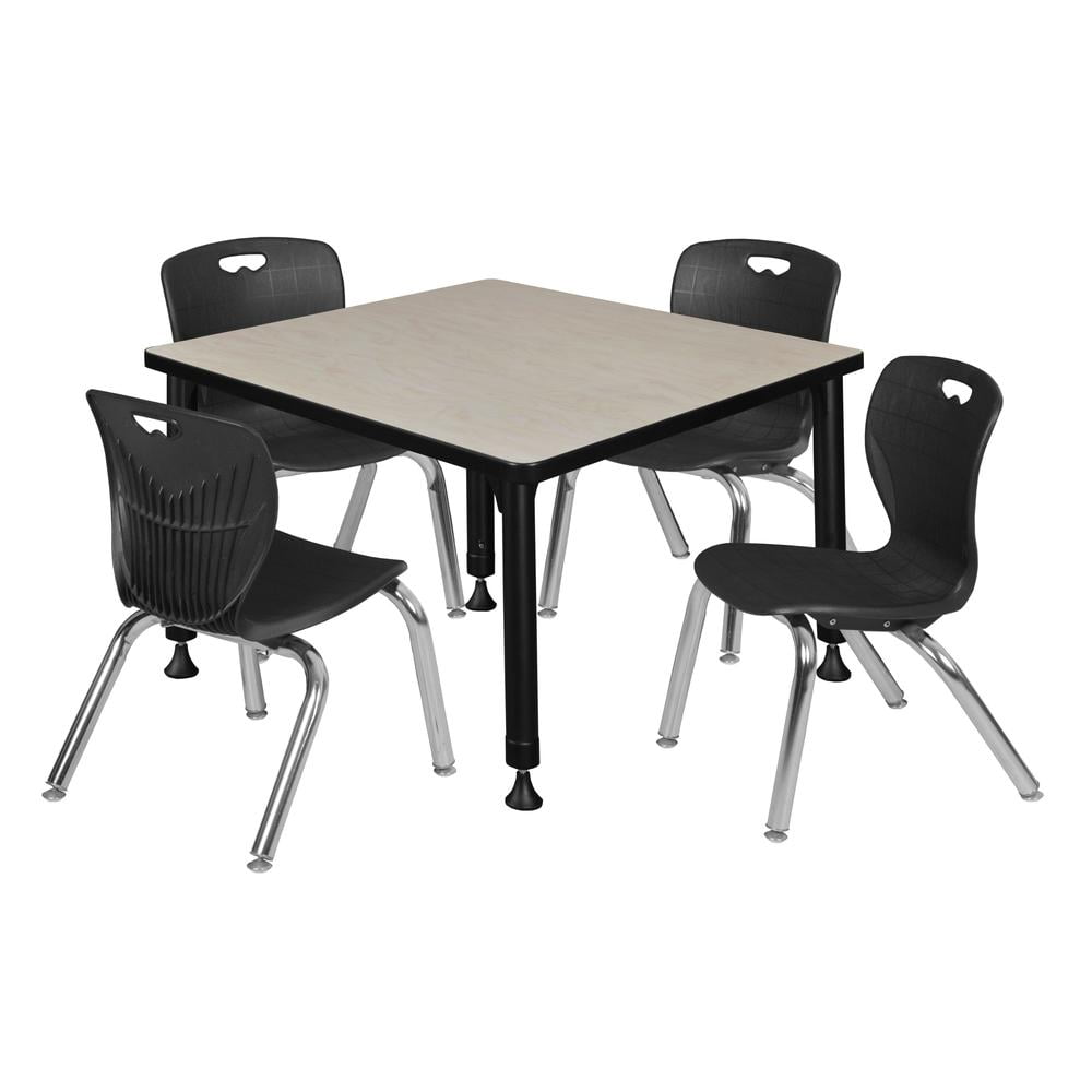 Regency Kee 30" Square Height Adjustable Classroom Table - Maple & 4 ...