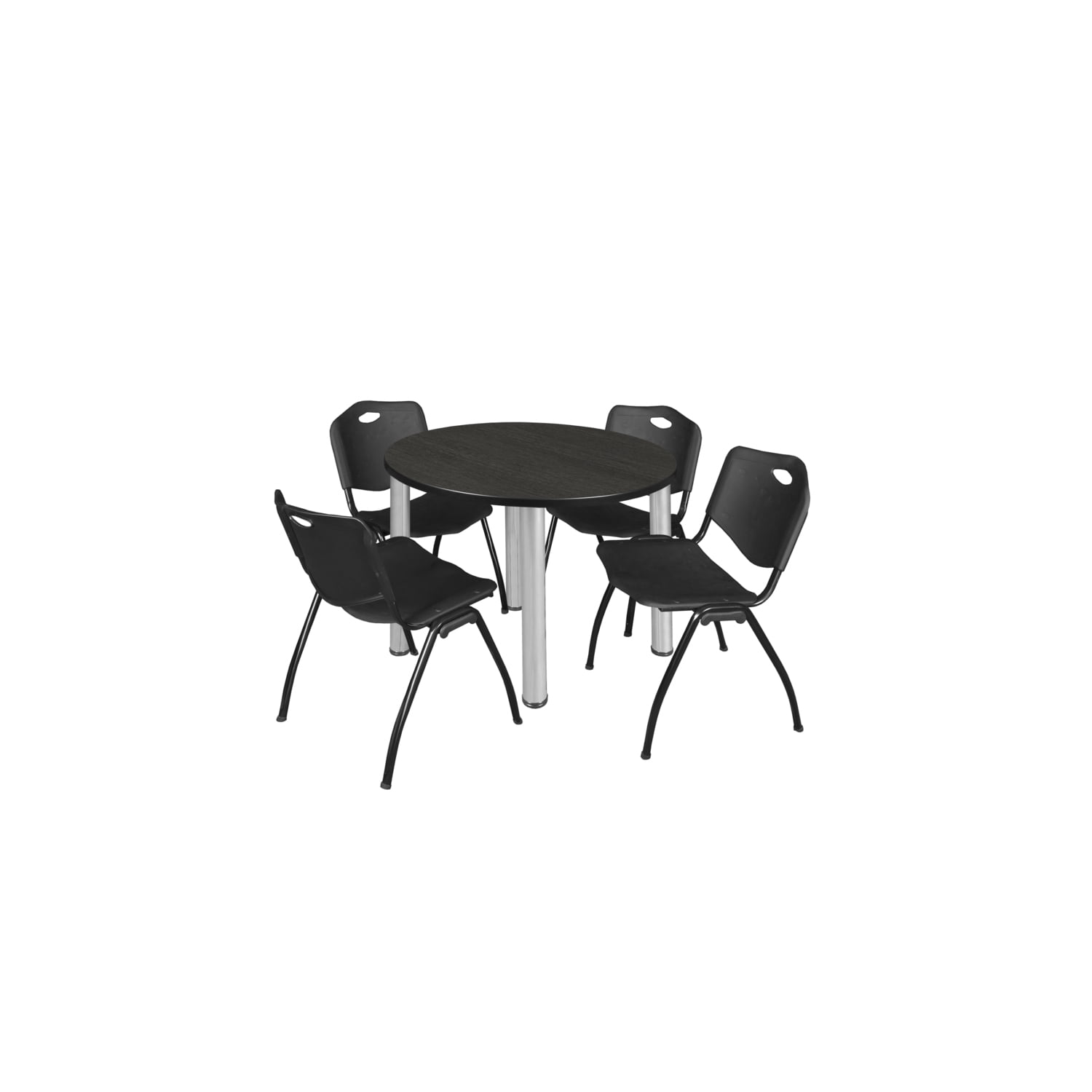 Regency Kee 36" Round Breakroom Table- Ash Grey/ Chrome & 4 'M' Stack ...