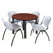Regency Kahlo 42 in. Round Breakroom Table- Noble Oak Top, Black Base ...