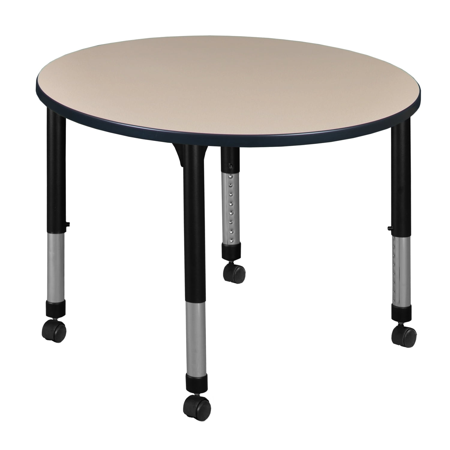 Regency Kee 36" Round Height Adjustable Mobile Classroom Table - Beige ...
