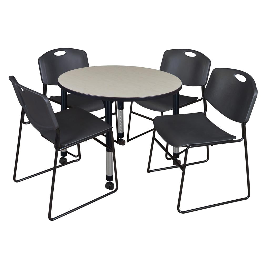 Regency Kee 36" Round Height Adjustable Mobile Classroom Table - Maple ...