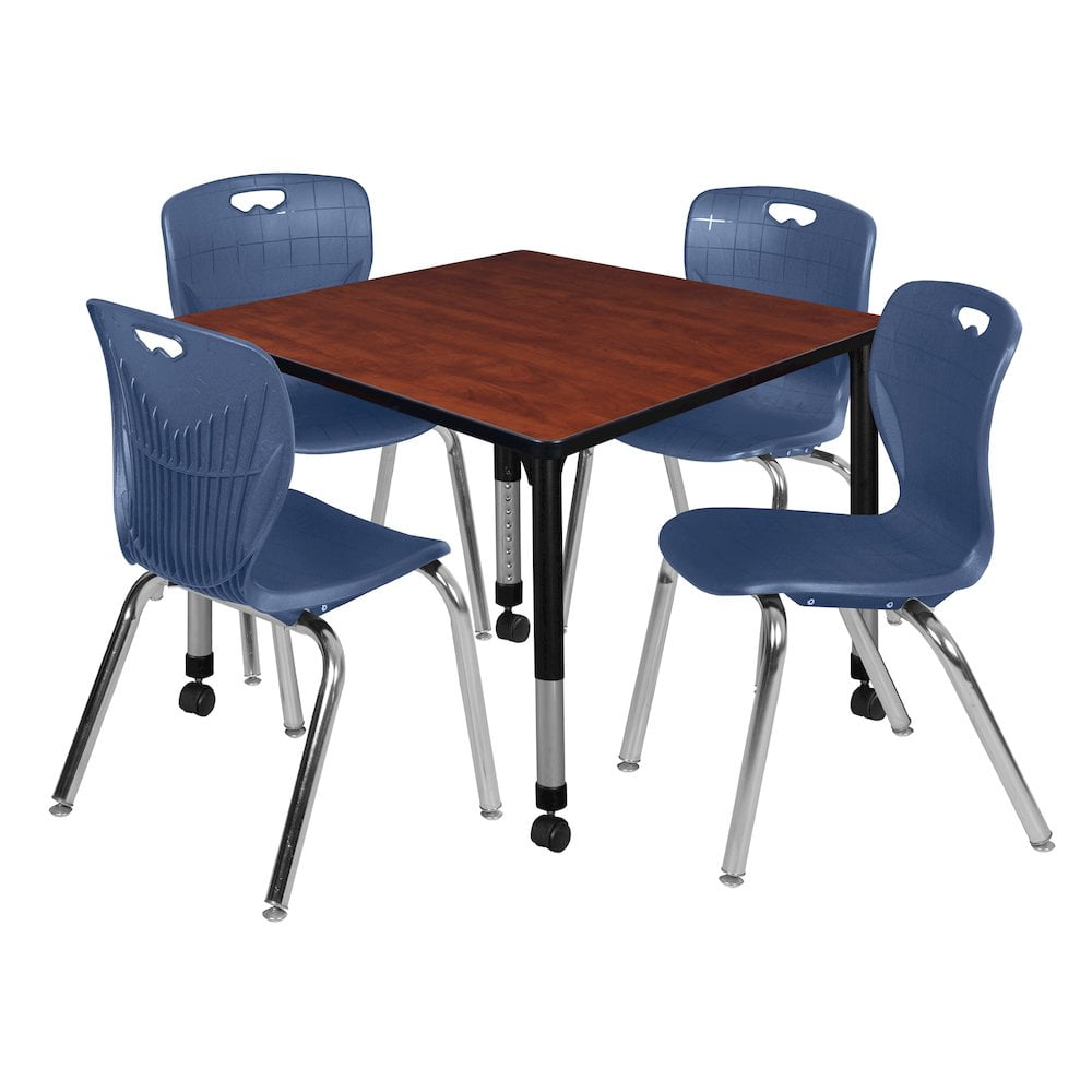 Regency 36 Square Mobile Classroom Table- Cherry & 4 Andy 18 Stack ...