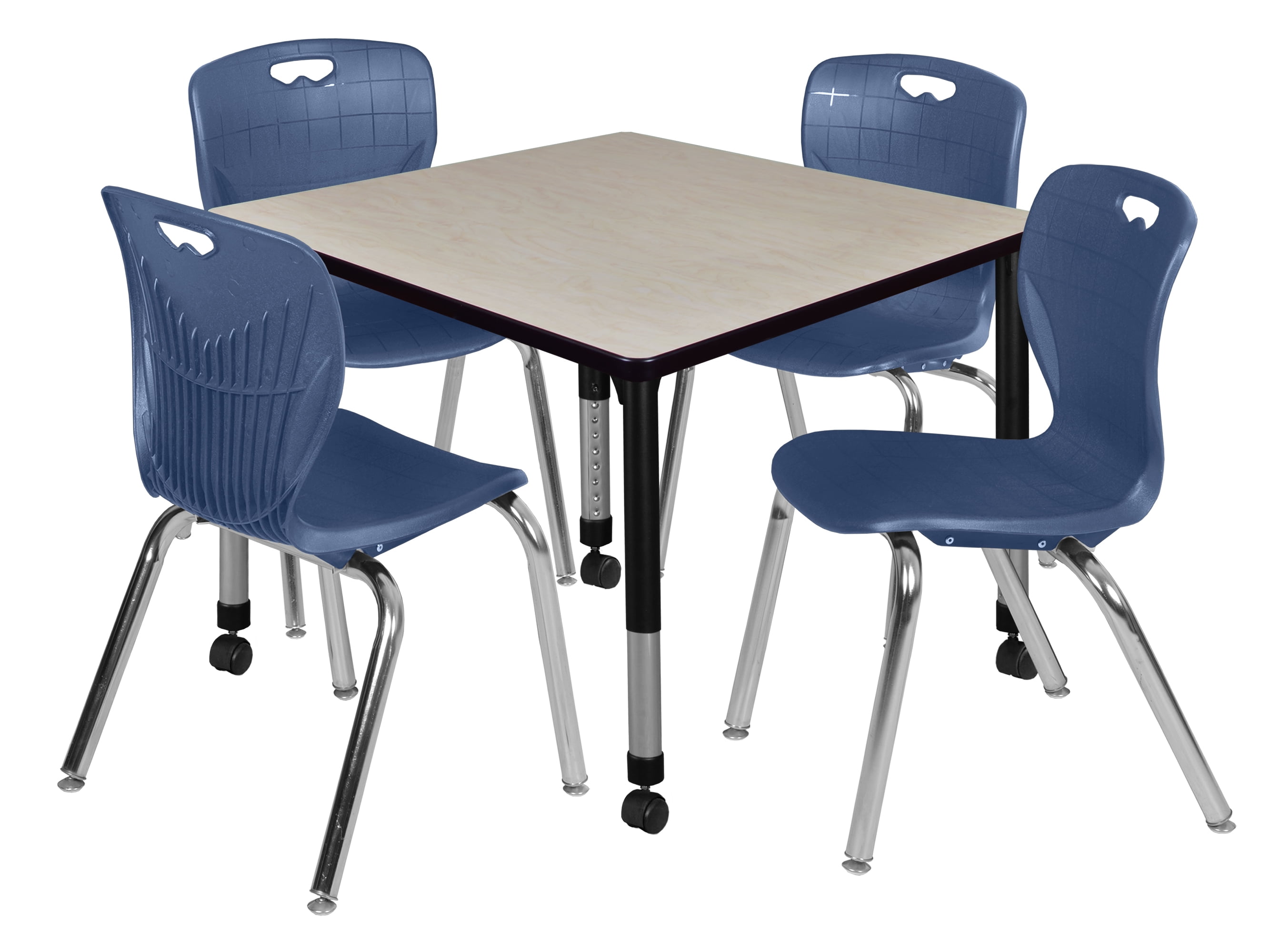 Regency 36 Square Mobile Classroom Table- Maple & 4 4 Andy 18 Stack ...