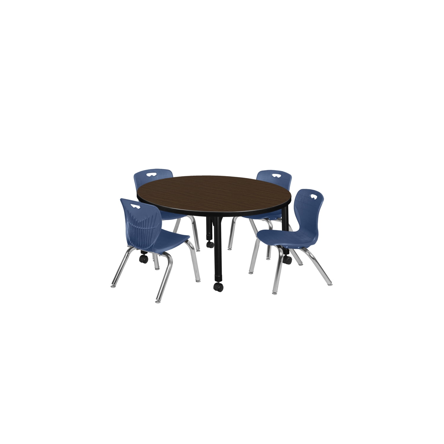 Regency Kee 36 in. Round Mobile Adjustable Classroom Table- Noble Oak ...