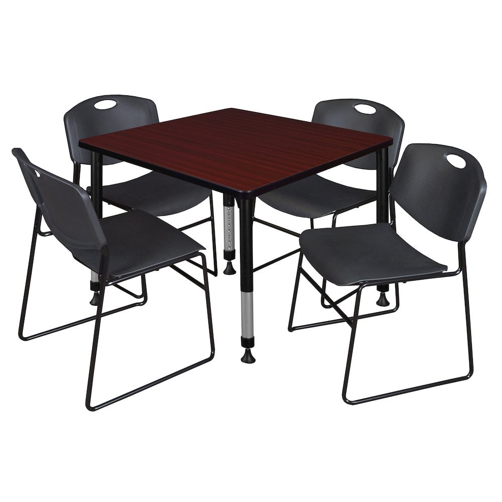 Regency Kee 42" Square Height Adjustable Classroom Table - Mahogany & 4 ...