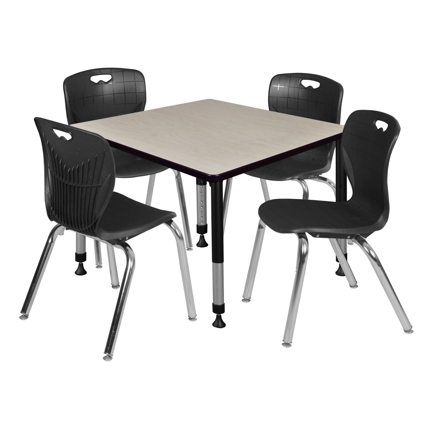 Regency Kee 42" Square Height Adjustable Classroom Table - Maple & 4 ...